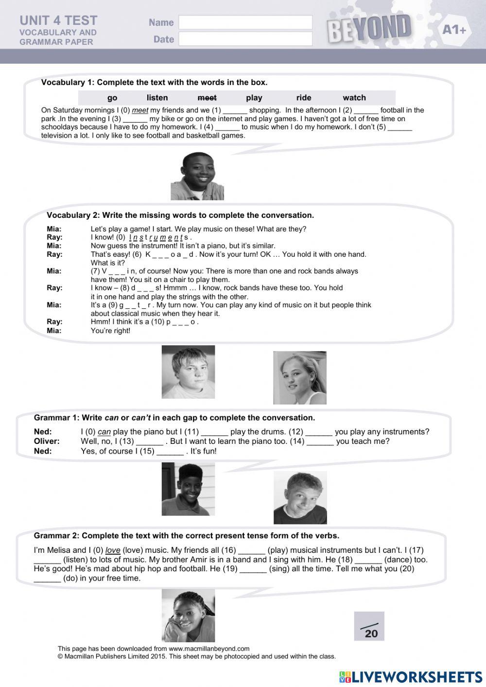 Beyond A1+ Unit… | Free Interactive Worksheets | 6481292