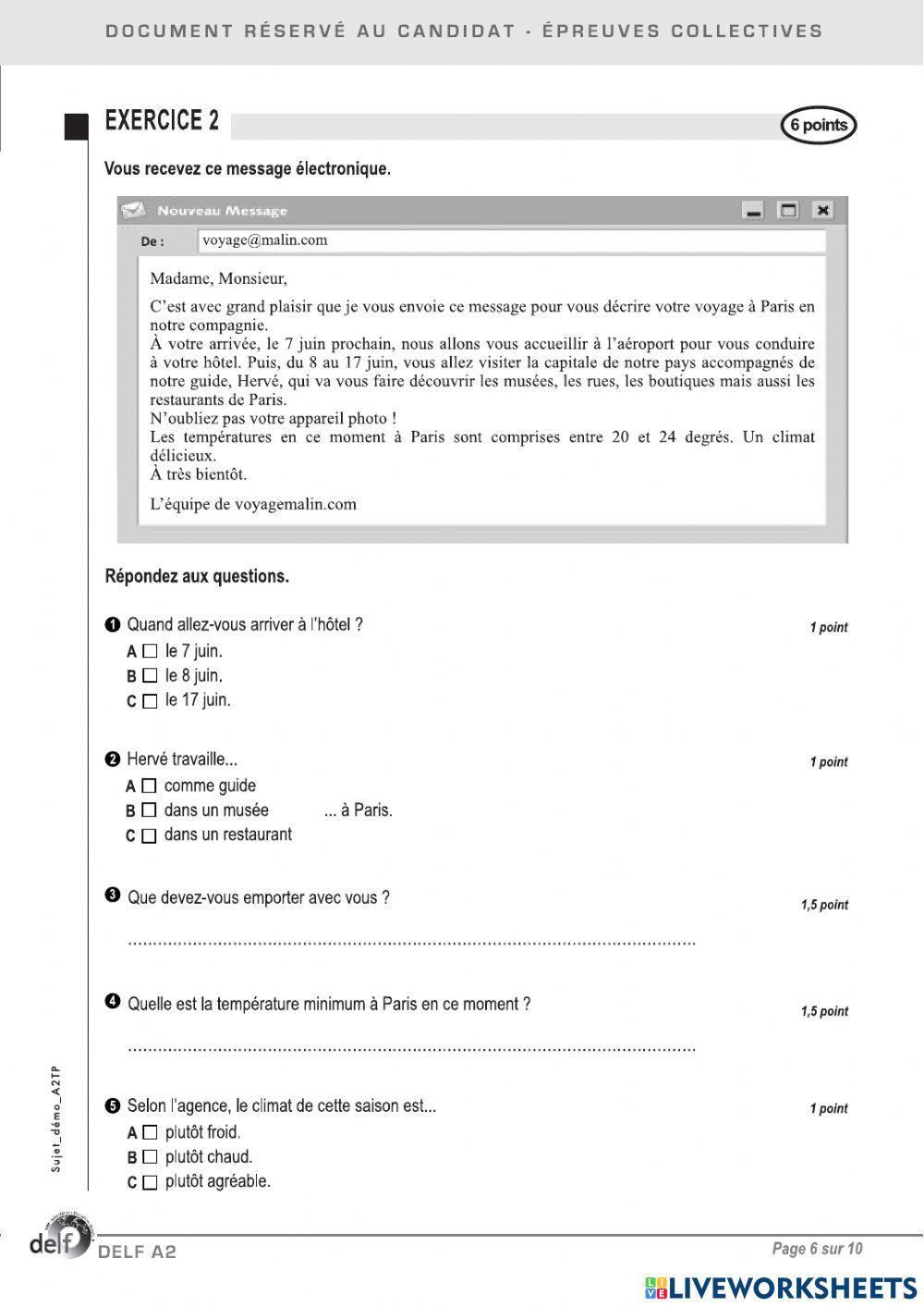 Compréhension écrite Delf A2 Sujet Worksheet Live, 46% OFF Compréhension écrite Delf A2 Sujet Worksheet Live, 46% OFF