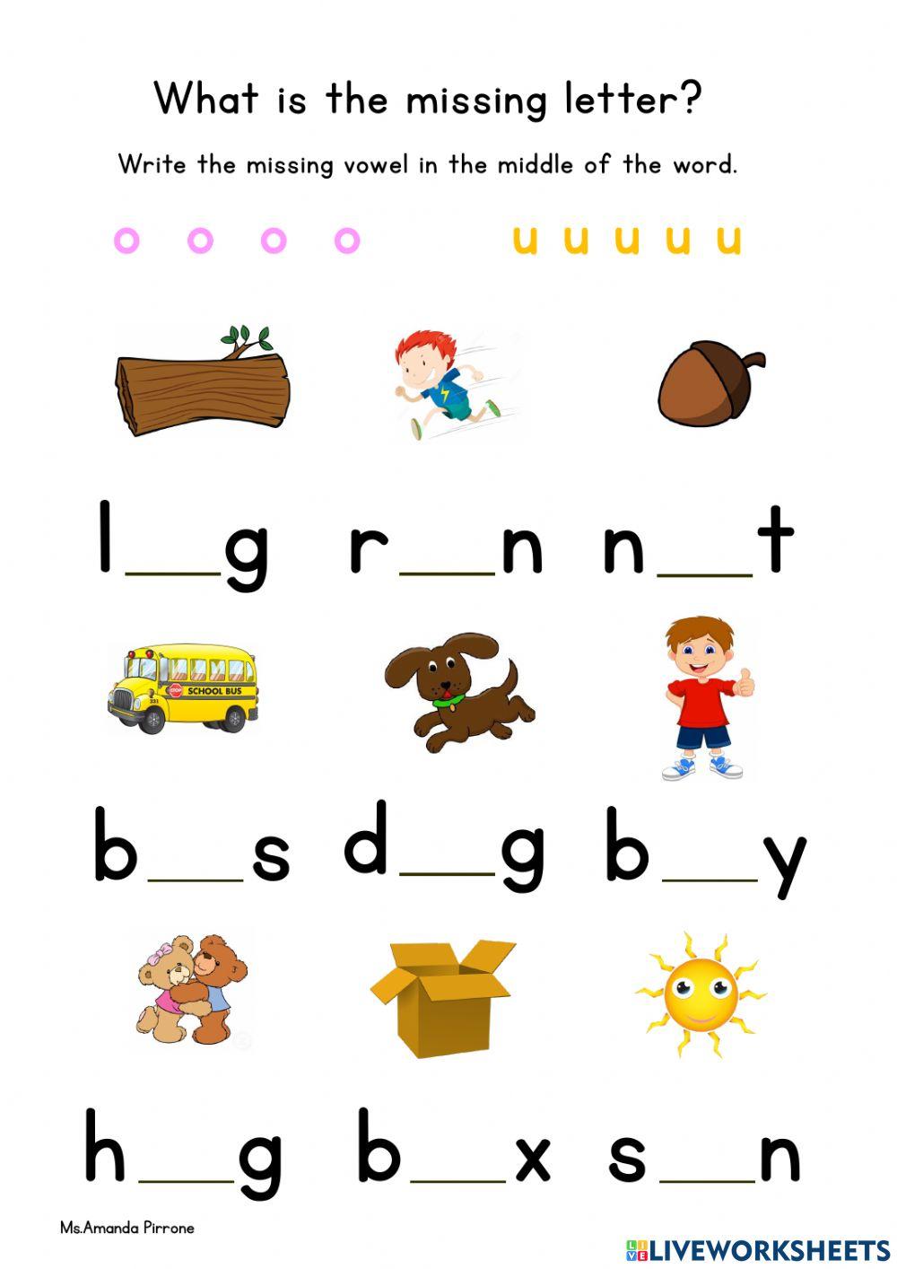 CVC words Middle sound o or u 6480536 | Amanda Pirrone