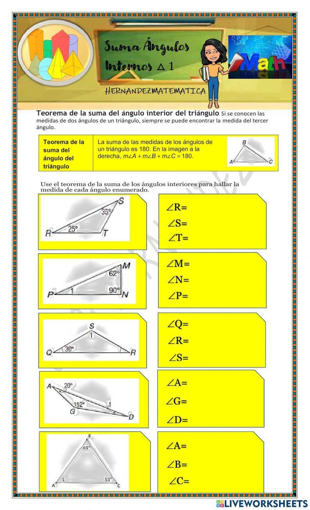 Suman de angulo… | Free Interactive Worksheets | 814416