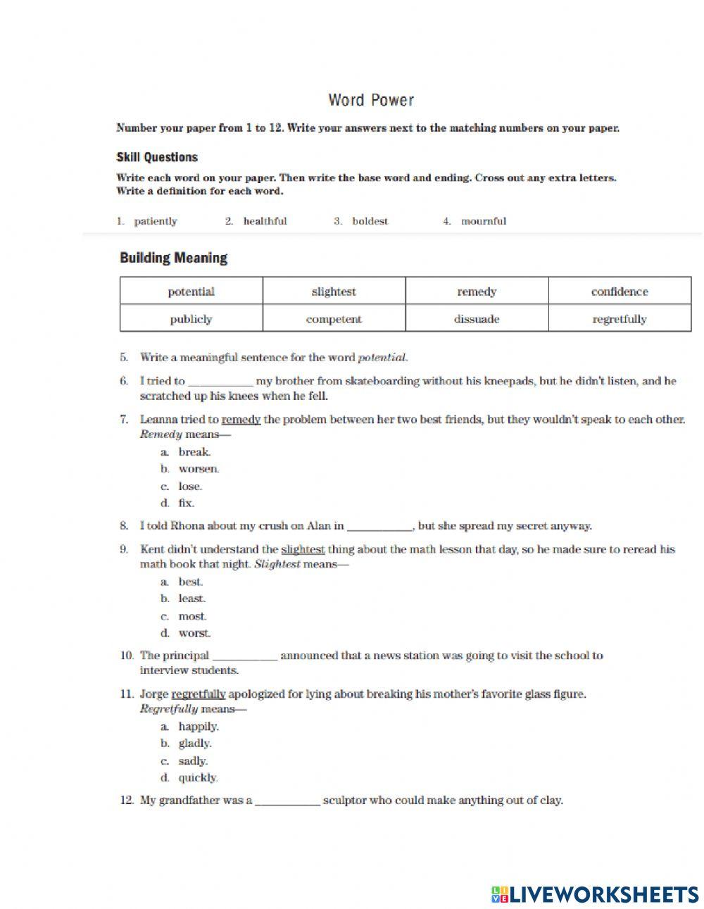 Aaron Burr and the Stable Boy Test 2 worksheet | Live Worksheets