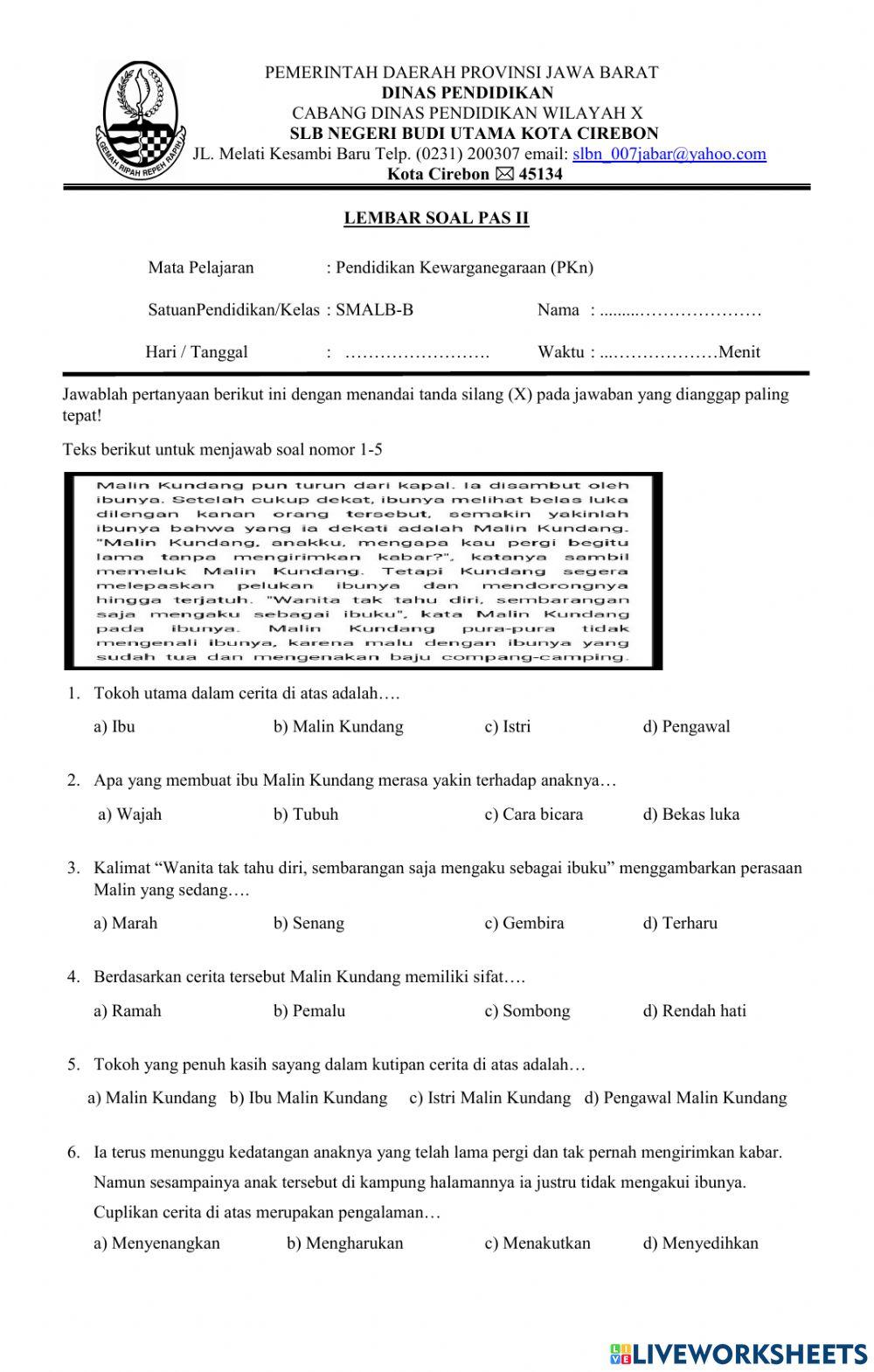 PTS PKn interactive worksheet | Live Worksheets