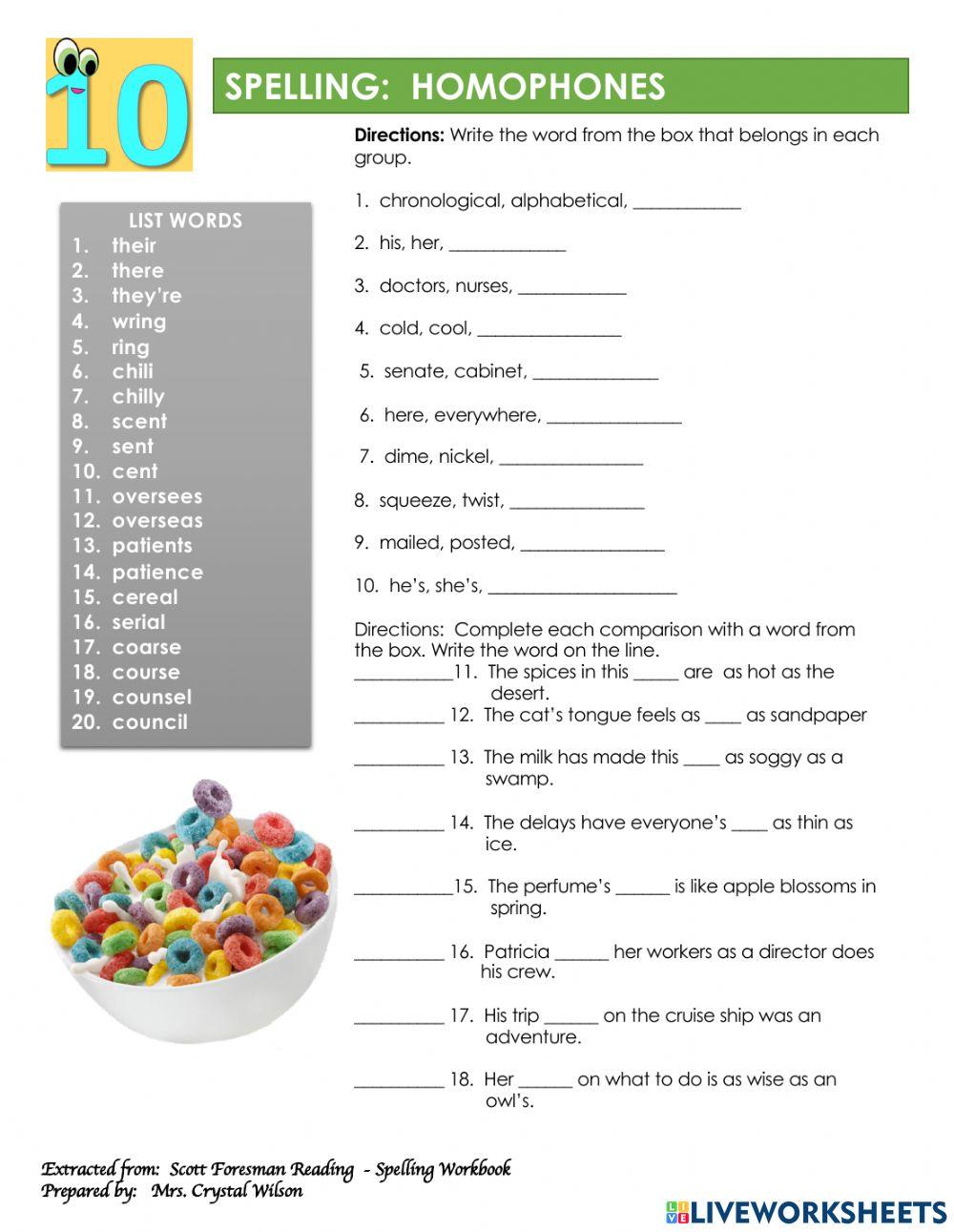 Homophones online activity for 5-6 | Live Worksheets