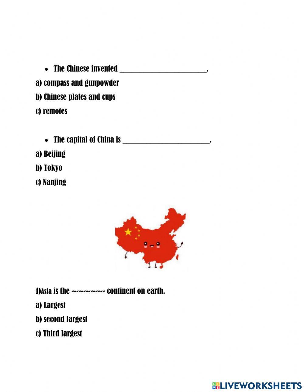 Asia | Free Interactive Worksheets | 815852
