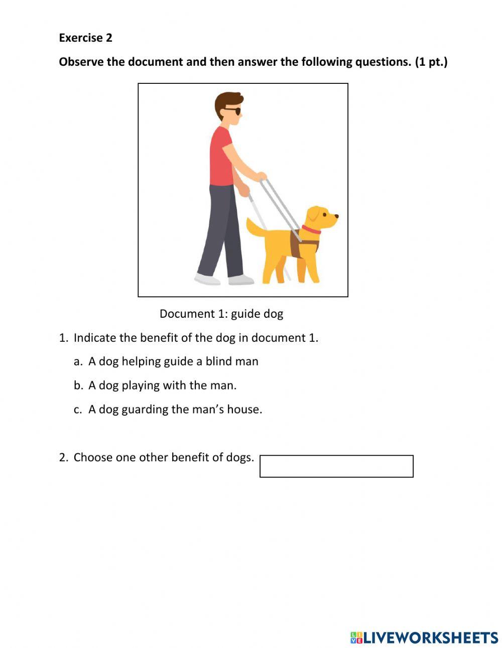 G2 Other Benefit of Animals worksheet | Live Worksheets