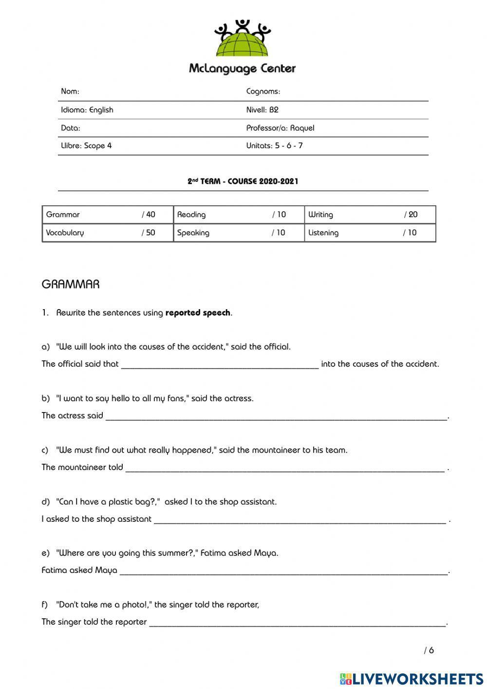 Scope 4 - exam … | Free Interactive Worksheets | 6481921