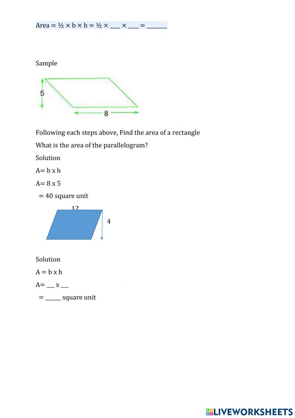 Area of plane S… | Free Interactive Worksheets | 816581