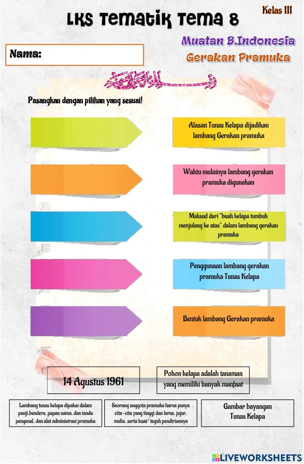 LKS Tematik tema 8 (Muatan B. Indonesia-Gerakan Pramuka) worksheet ...