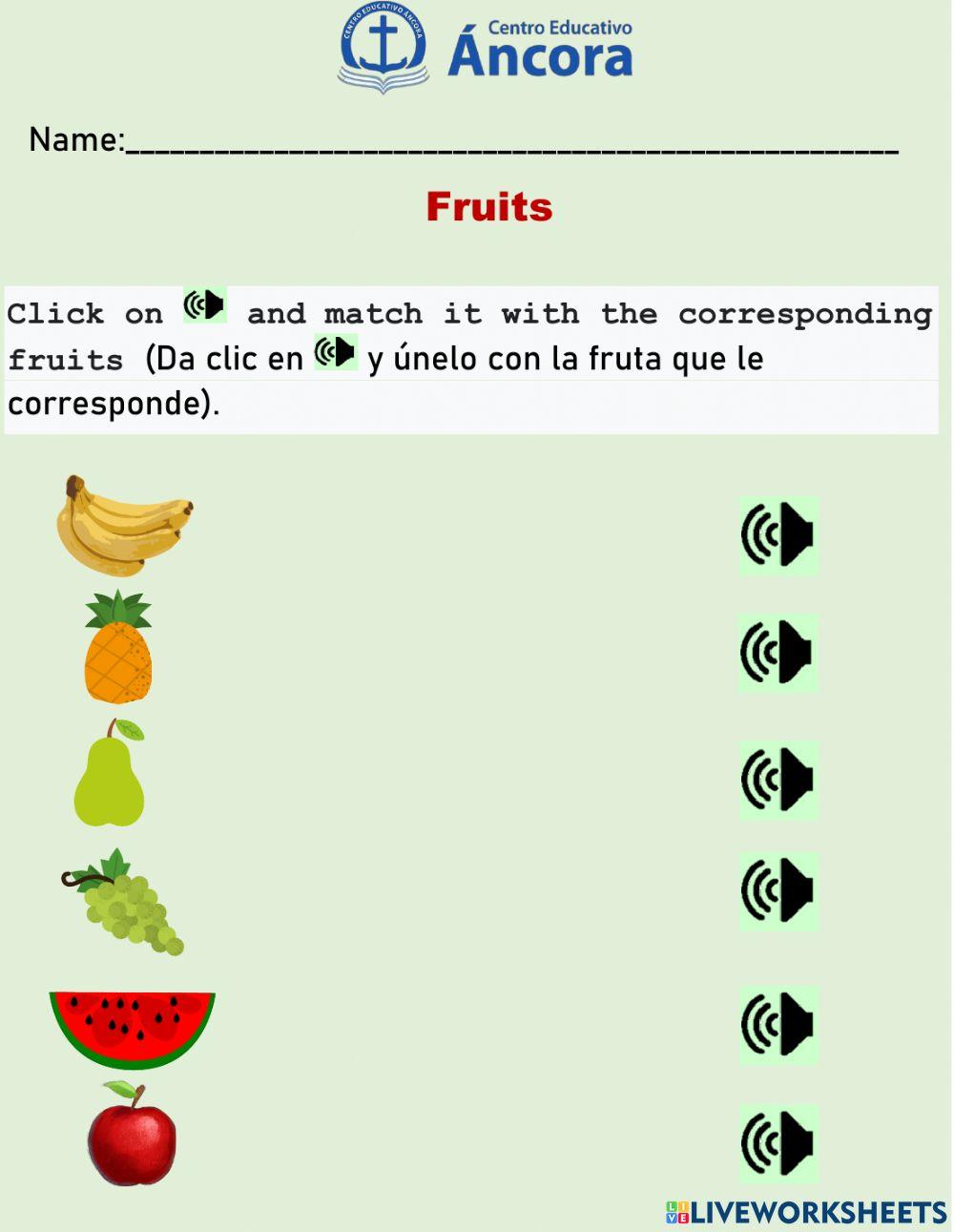 Fruits. worksheet | Live Worksheets