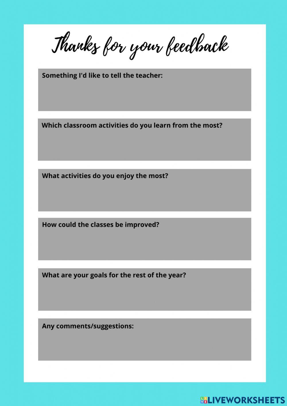 817517 | Teacher feedback | teacher6gmp | LiveWorksheets