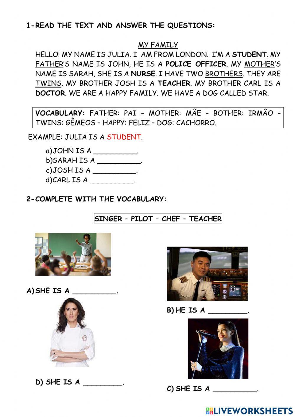 Jobs and occupations interactive worksheet for 6th grade | Live Worksheets