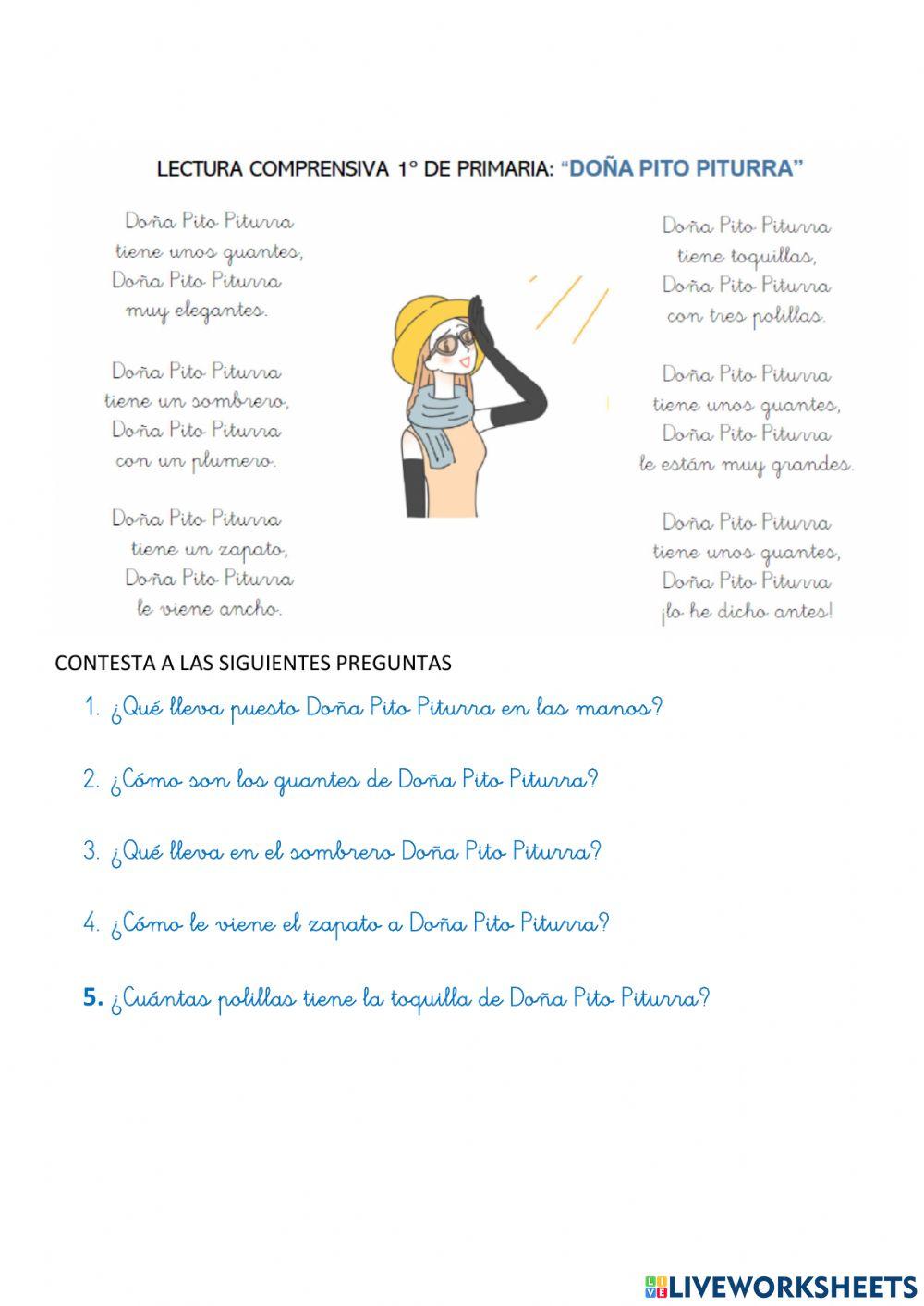 Doña Pito Piturra worksheet | Live Worksheets