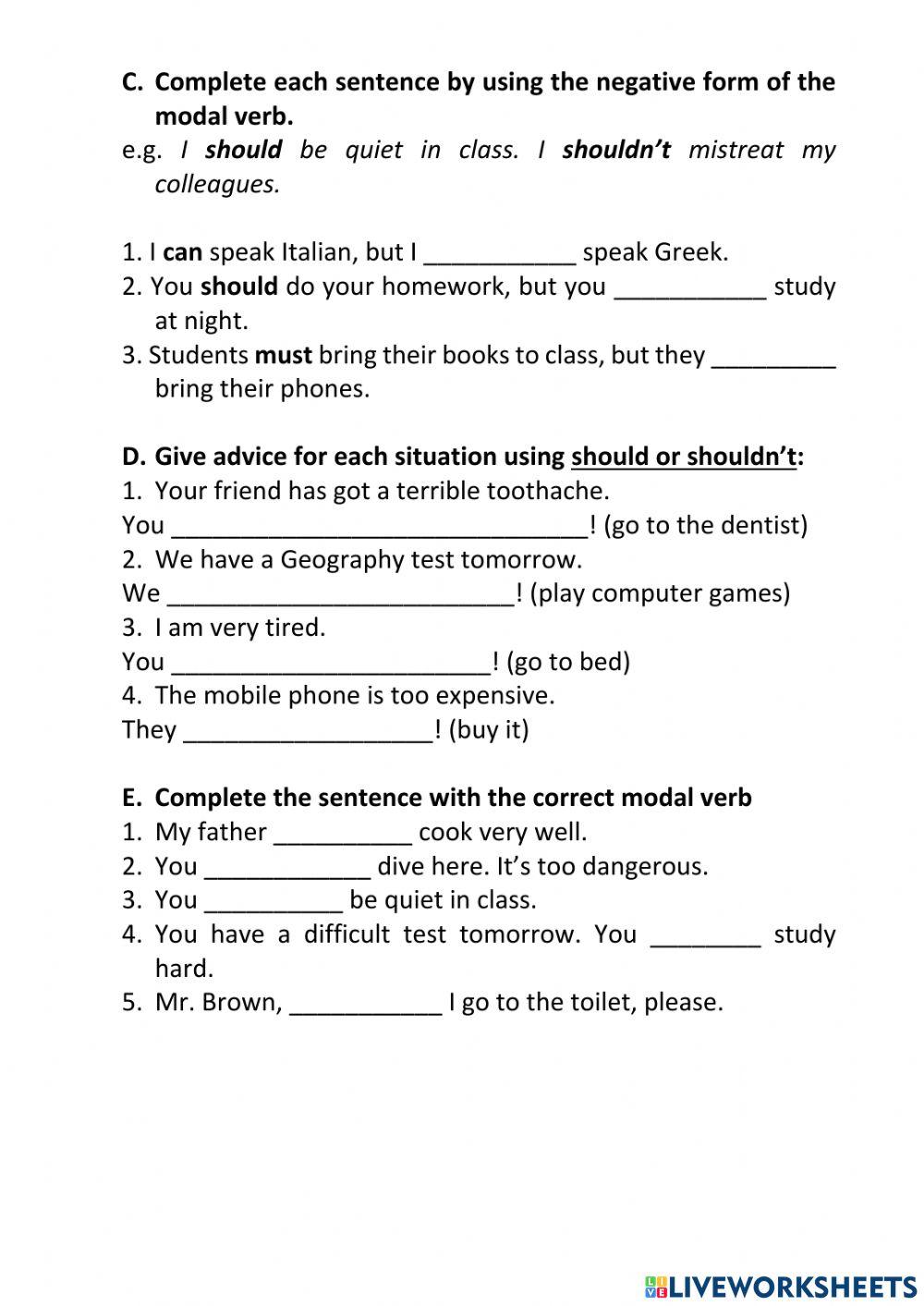 820015 | Modal verbs | Jukas4 | LiveWorksheets