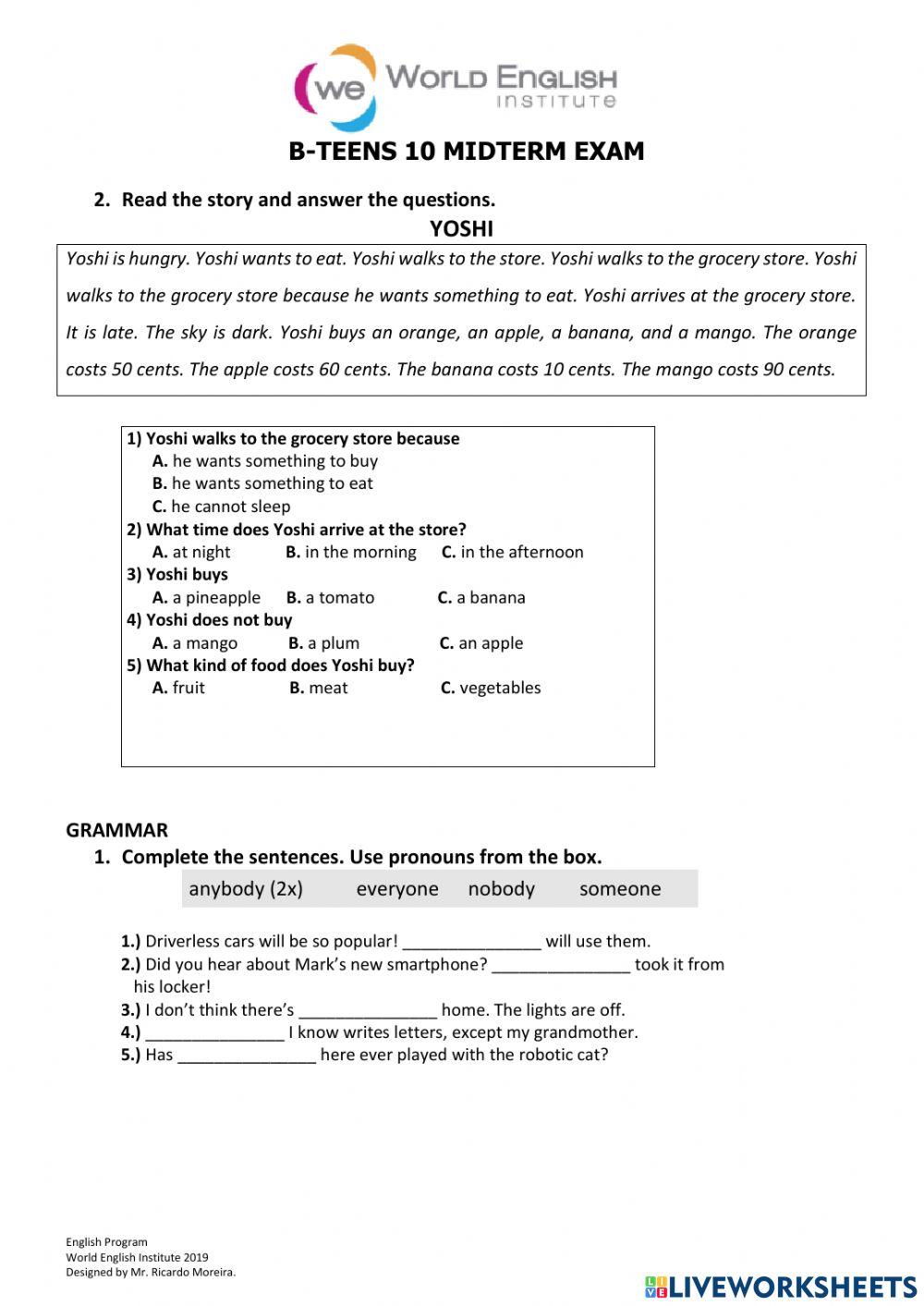 BT0 MID TERM EXAM online exercise for | Live Worksheets