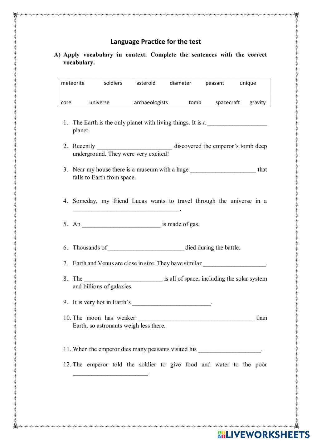 Oxford review worksheet | Live Worksheets