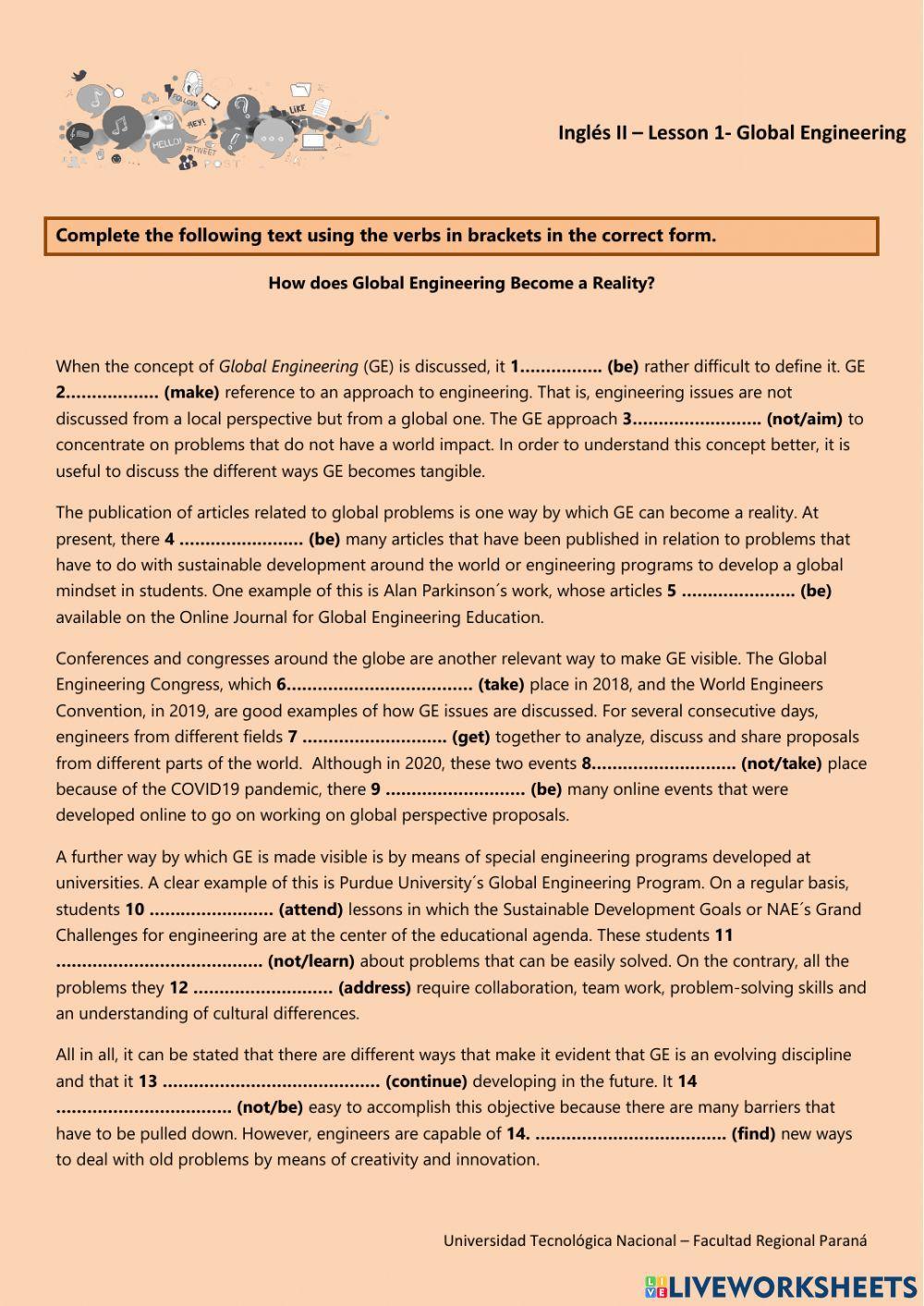 Verb Forms exercise for UNiversity | Live Worksheets