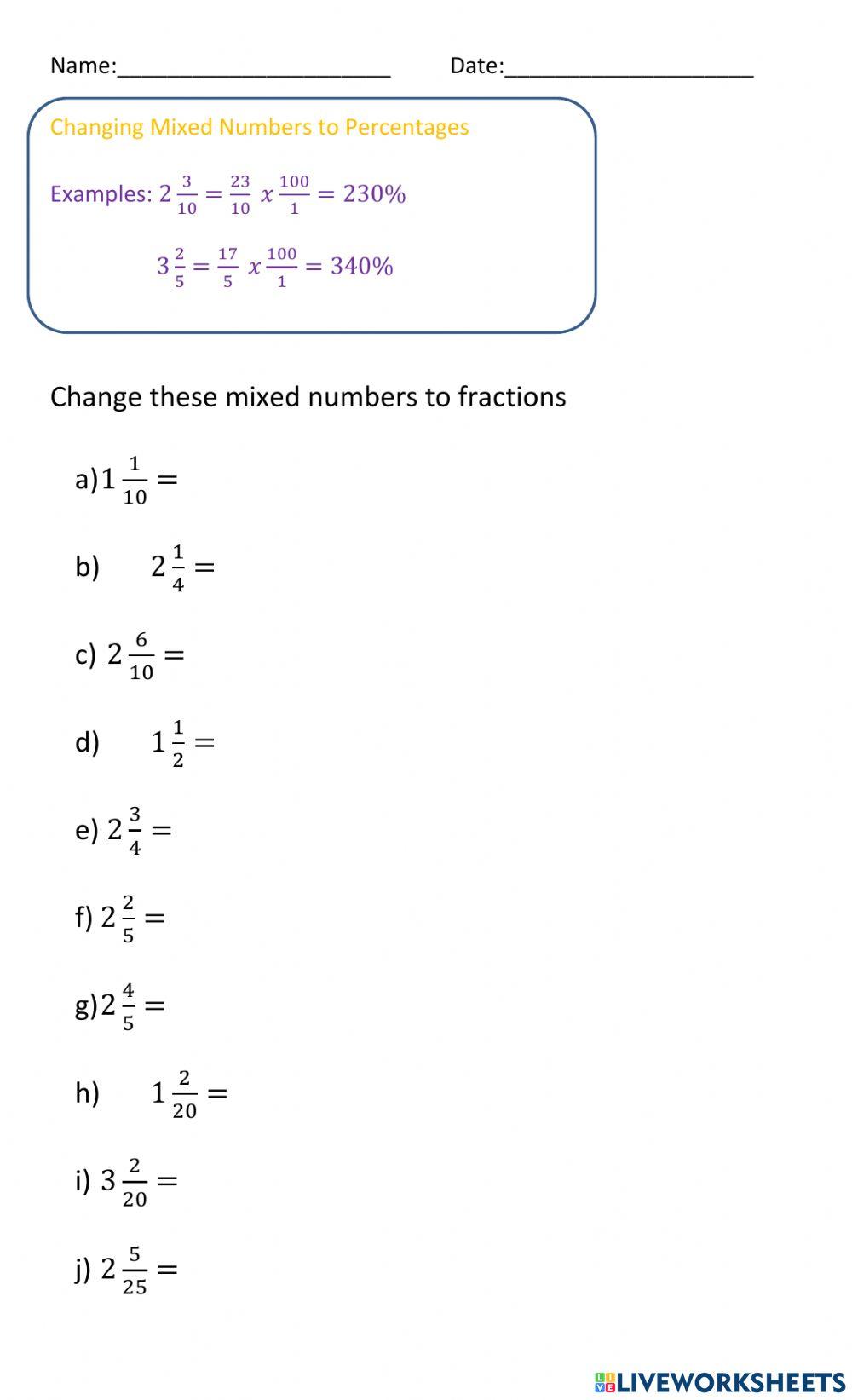 Changing Mixed … | Free Interactive Worksheets | 818732