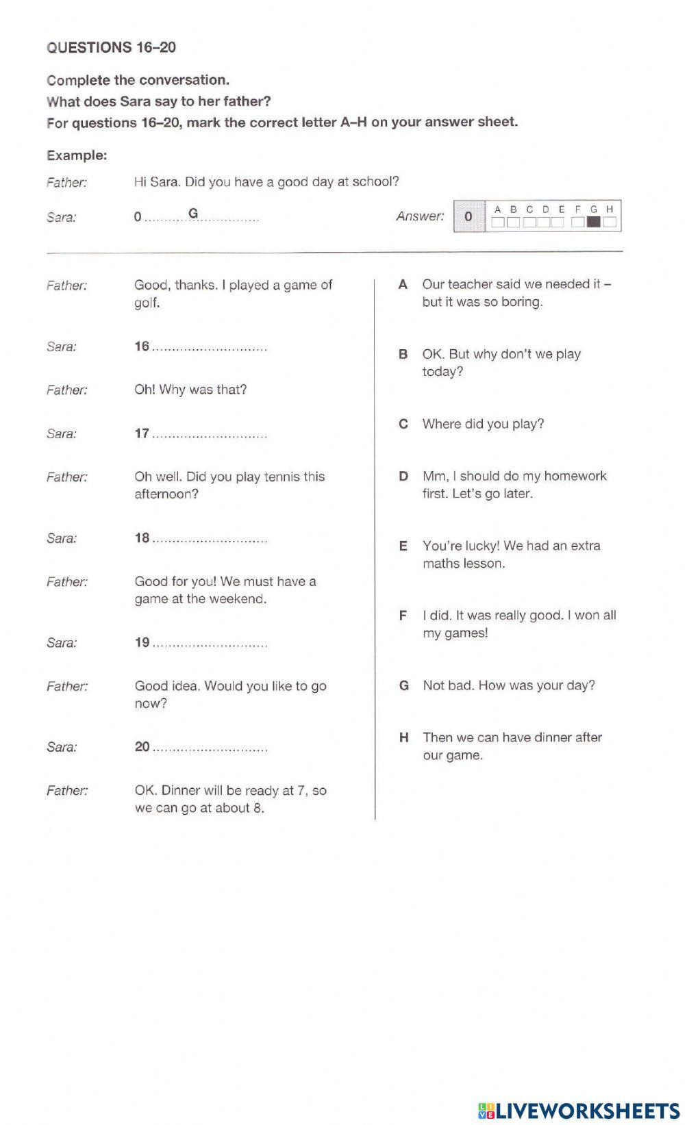 Ket Practice online worksheet | Live Worksheets