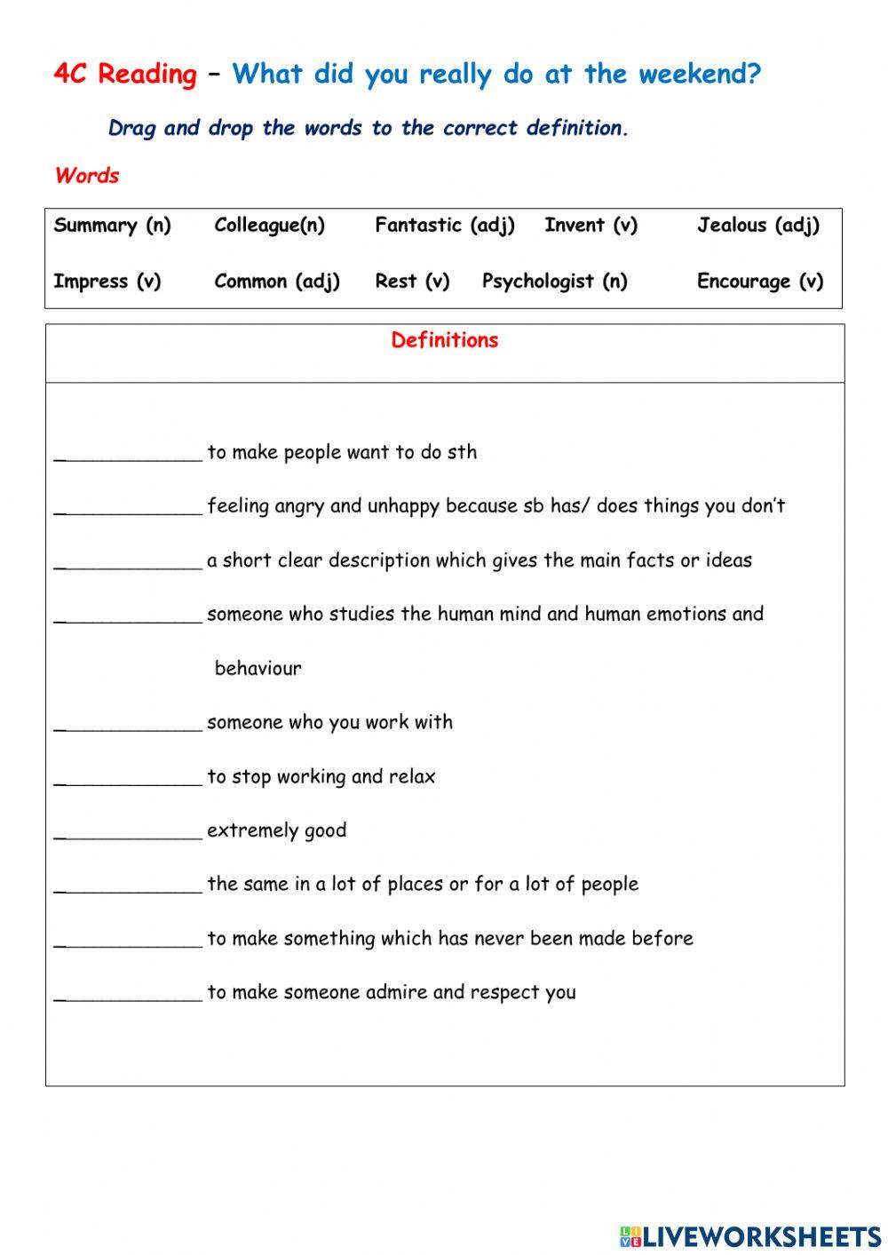 819781 | Unit 4C - Reading | Lina NOEUM | LiveWorksheets