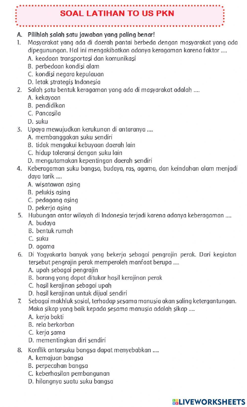 PKN Gabungan worksheet | Live Worksheets