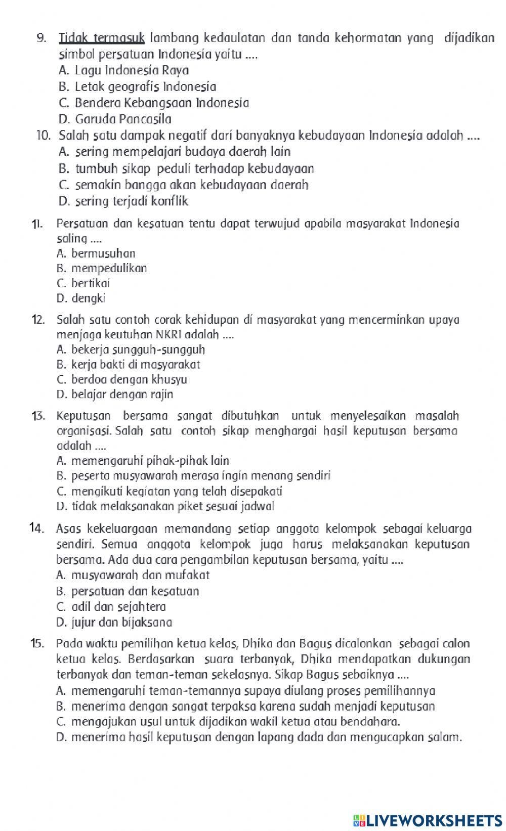 PKN Gabungan worksheet | Live Worksheets