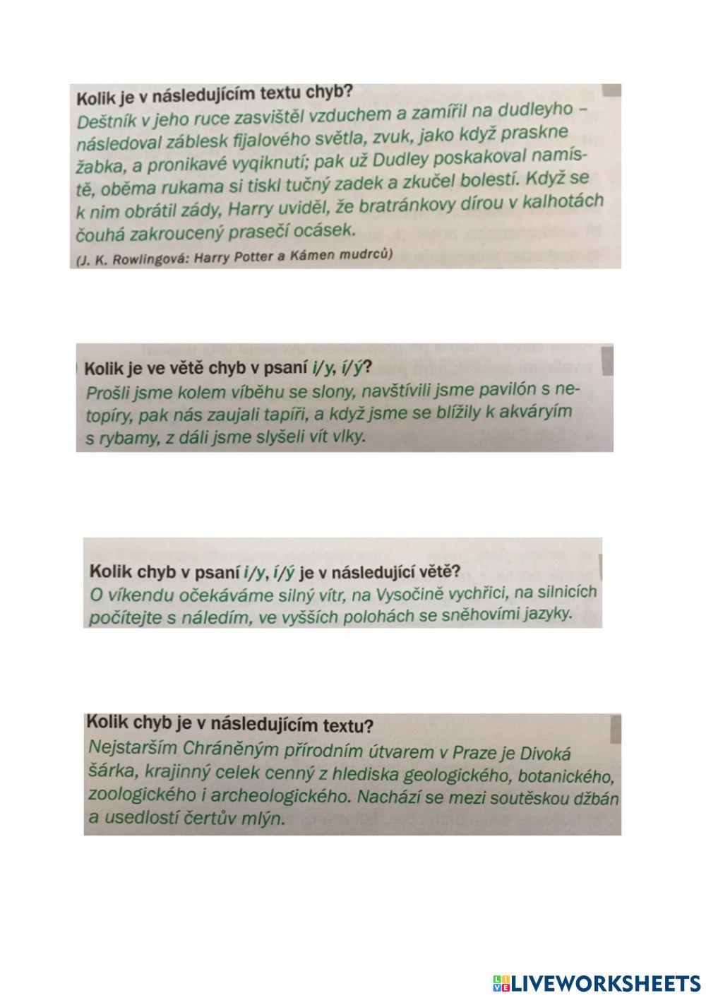 Vyhledávání v textu worksheet | Live Worksheets