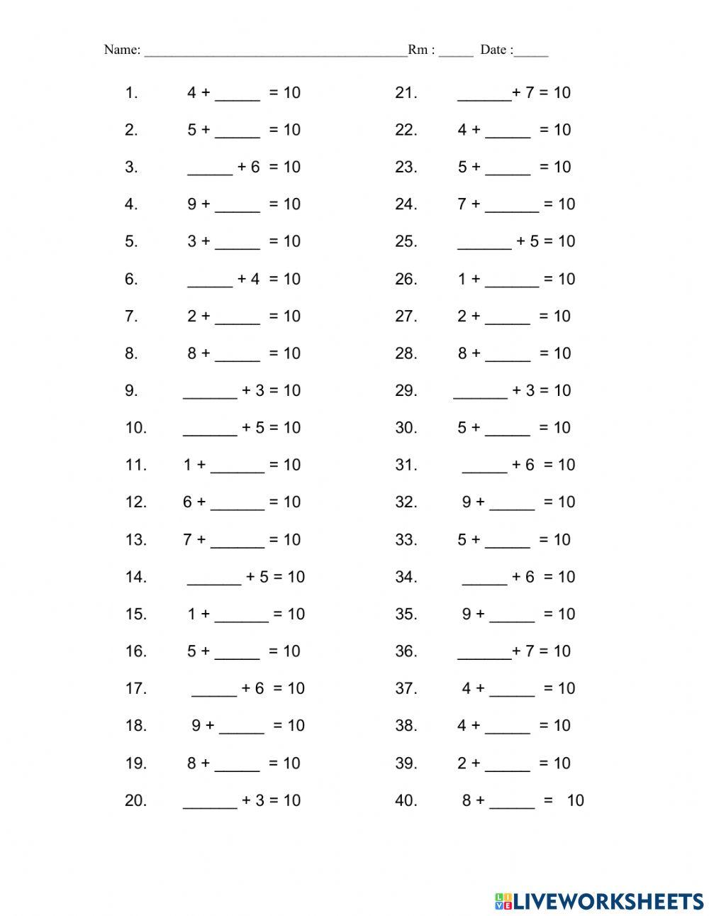 820328 | 10 Friends- Complements of 10 | sdavis1177