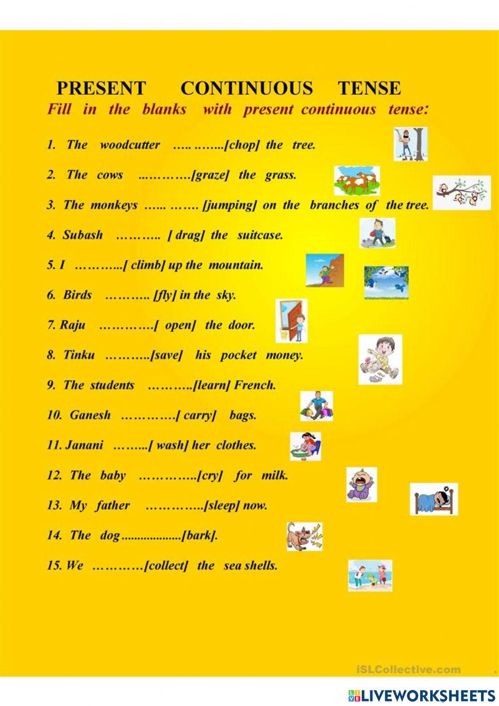 Present Continuous online exercise for 4 | Live Worksheets