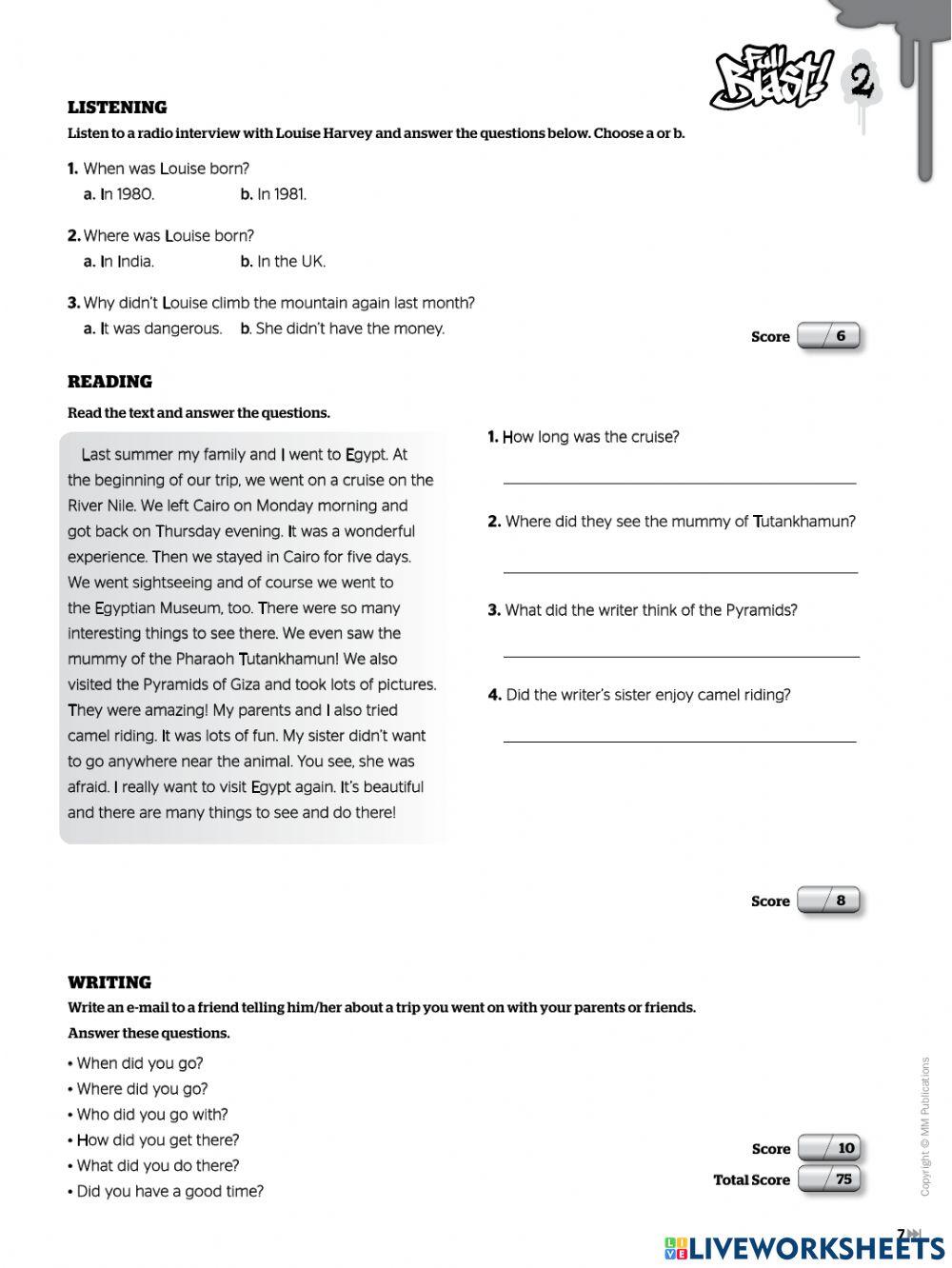 Full Blast 2 Unit 2 (Year 6) online exercise for | Live Worksheets