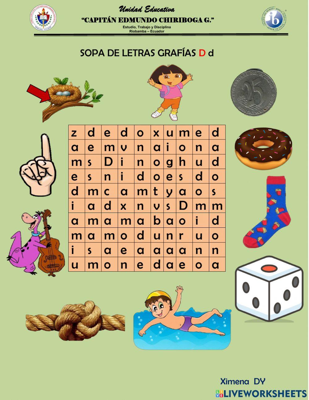 SOPA DE LETRAS D d worksheet | Live Worksheets