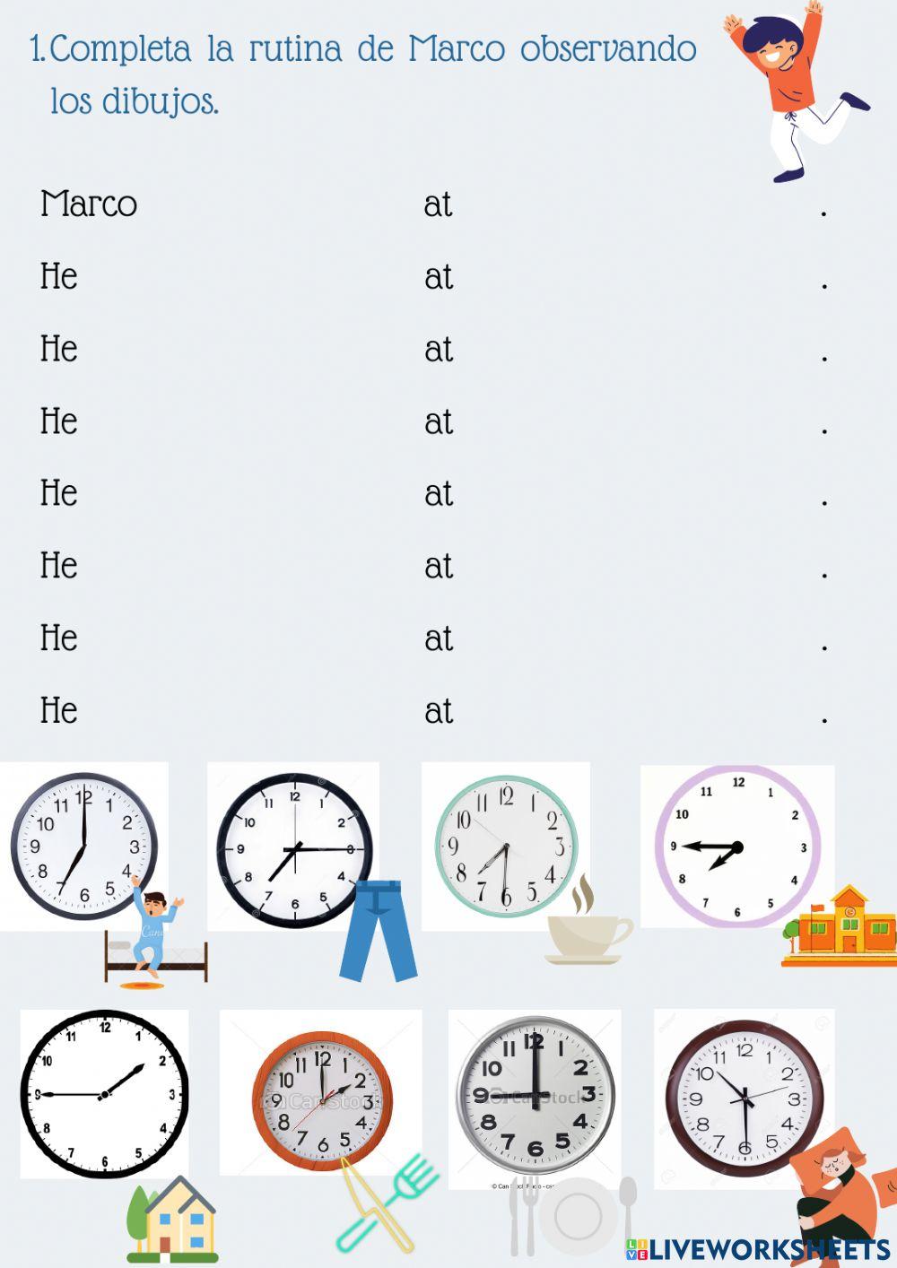 Recrea la rutina worksheet | Live Worksheets