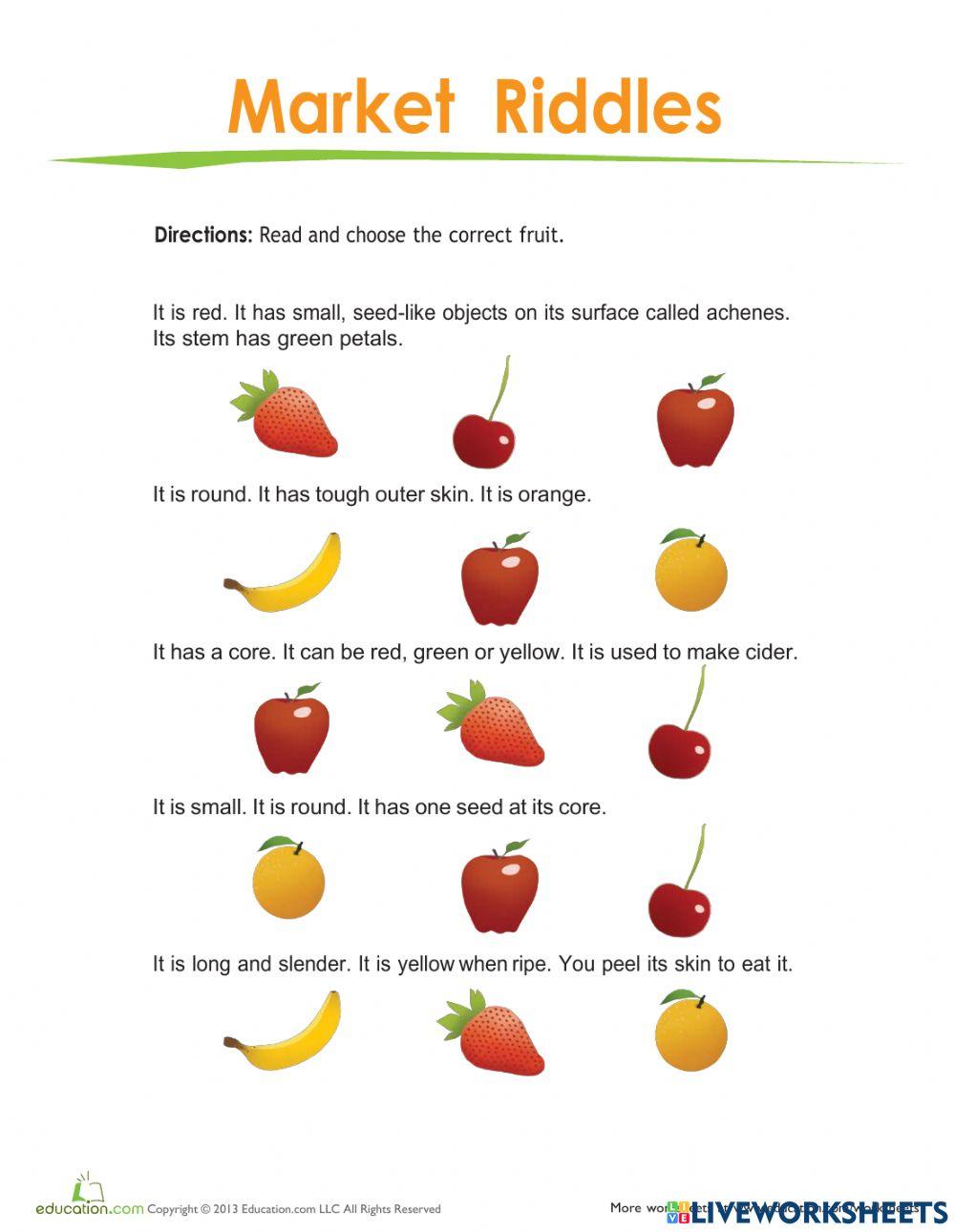 Fruit-riddles online exercise for | Live Worksheets