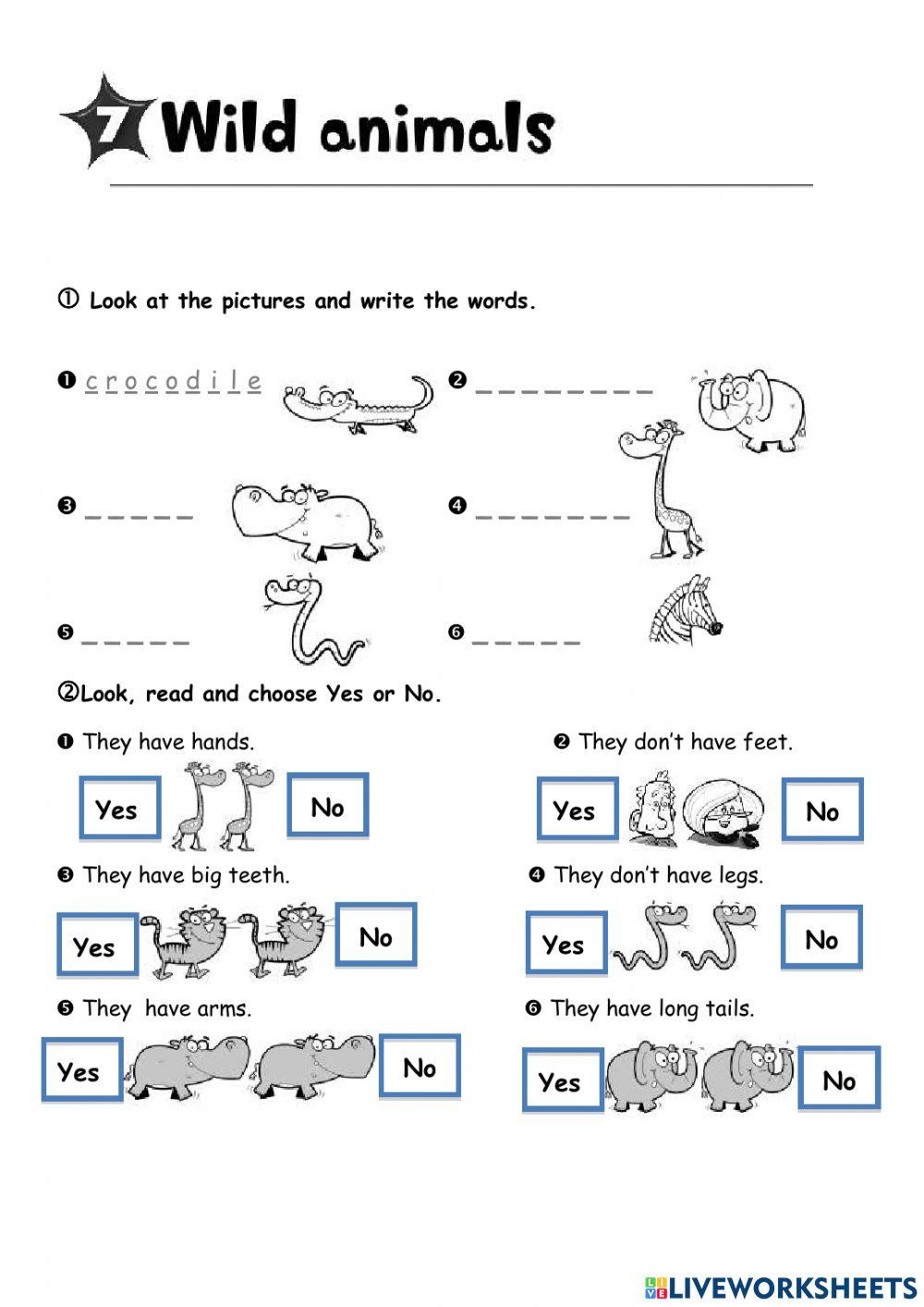 Wild animals | Free Interactive Worksheets | 821334
