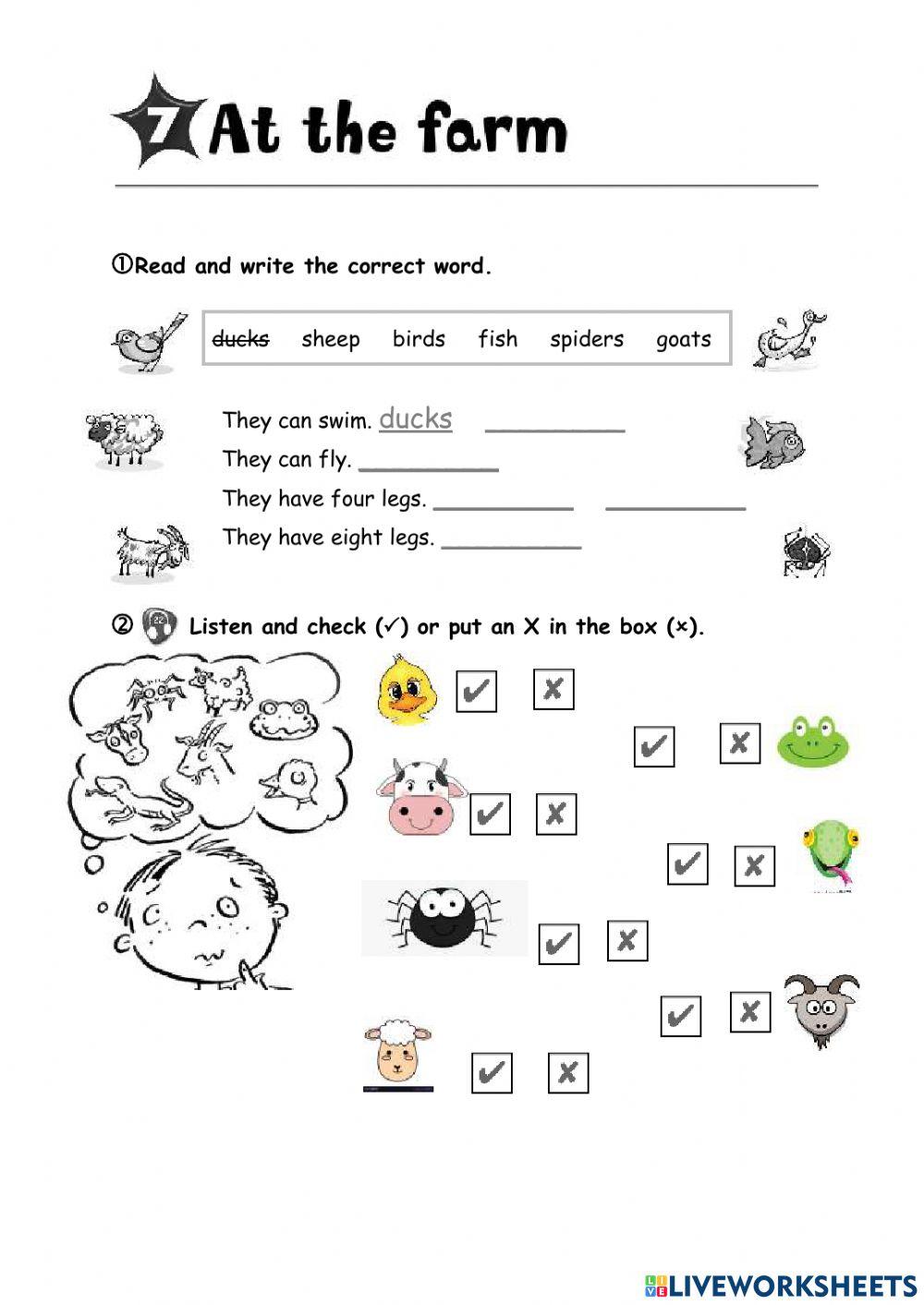 Farm animals online exercise for GRADE 3 | Live Worksheets