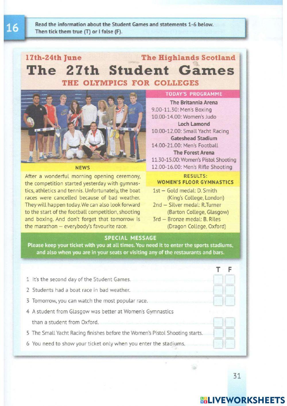 English Test Training A2 - Reading 15-20 worksheet | Live Worksheets