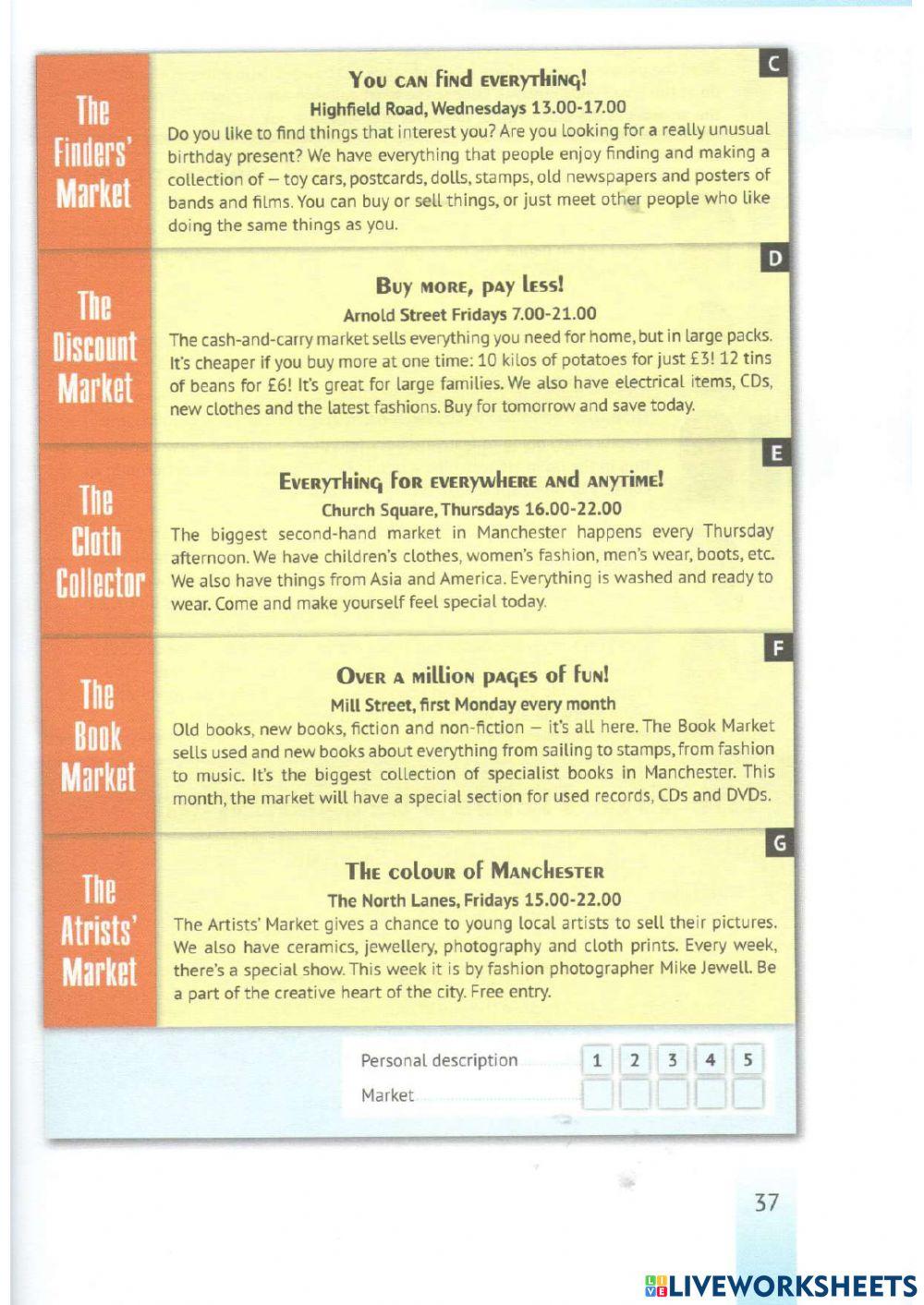 English Test Training A2 - Reading 15-20 worksheet | Live Worksheets