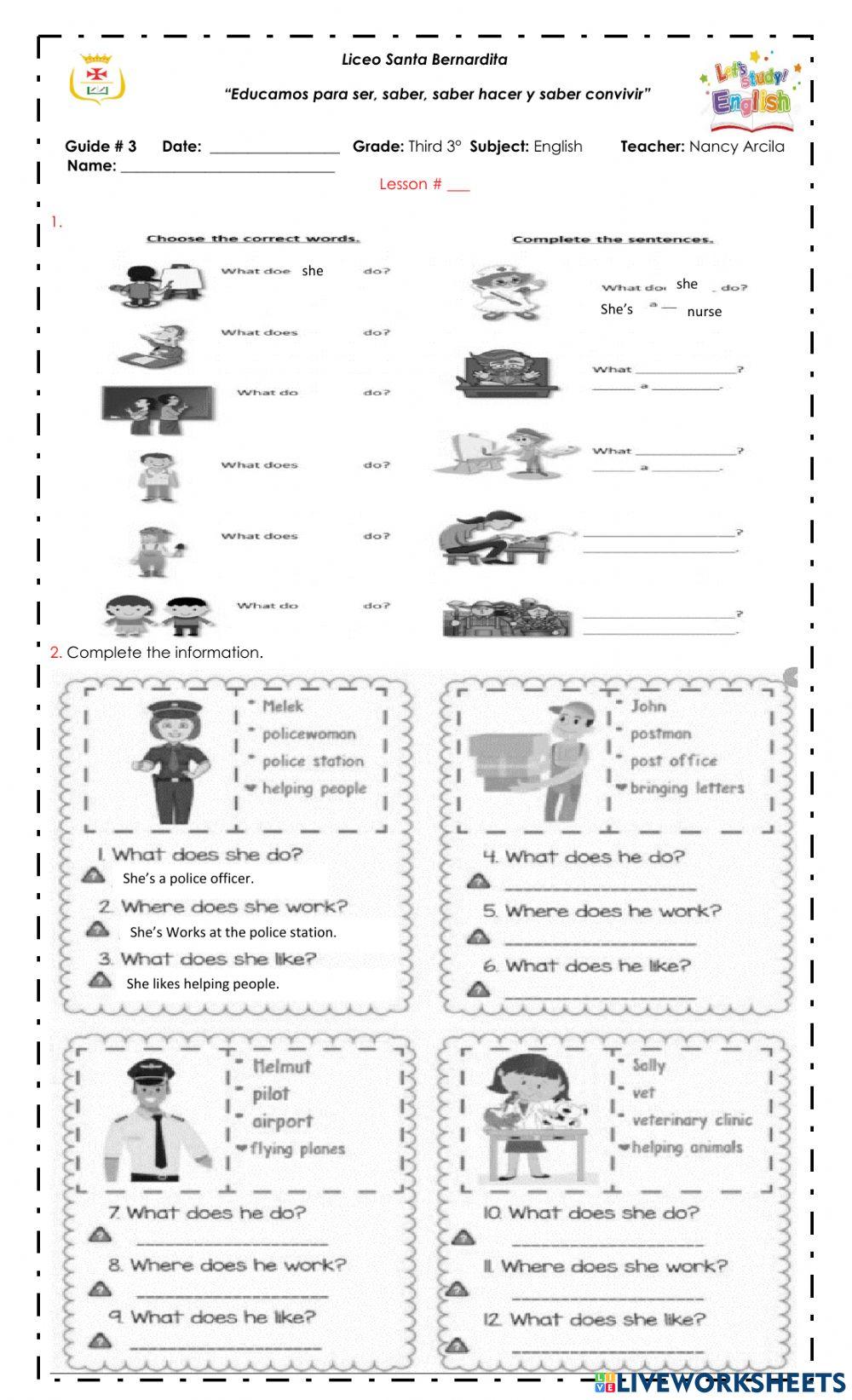 Occupations-jobs exercise | Live Worksheets