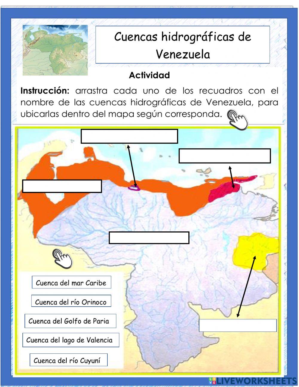Cuencas hidrográficas de Venezuela worksheet | Live Worksheets