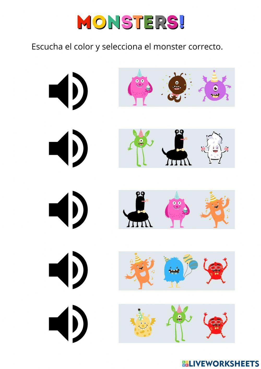 Monsters! | Free Interactive Worksheets | 822811