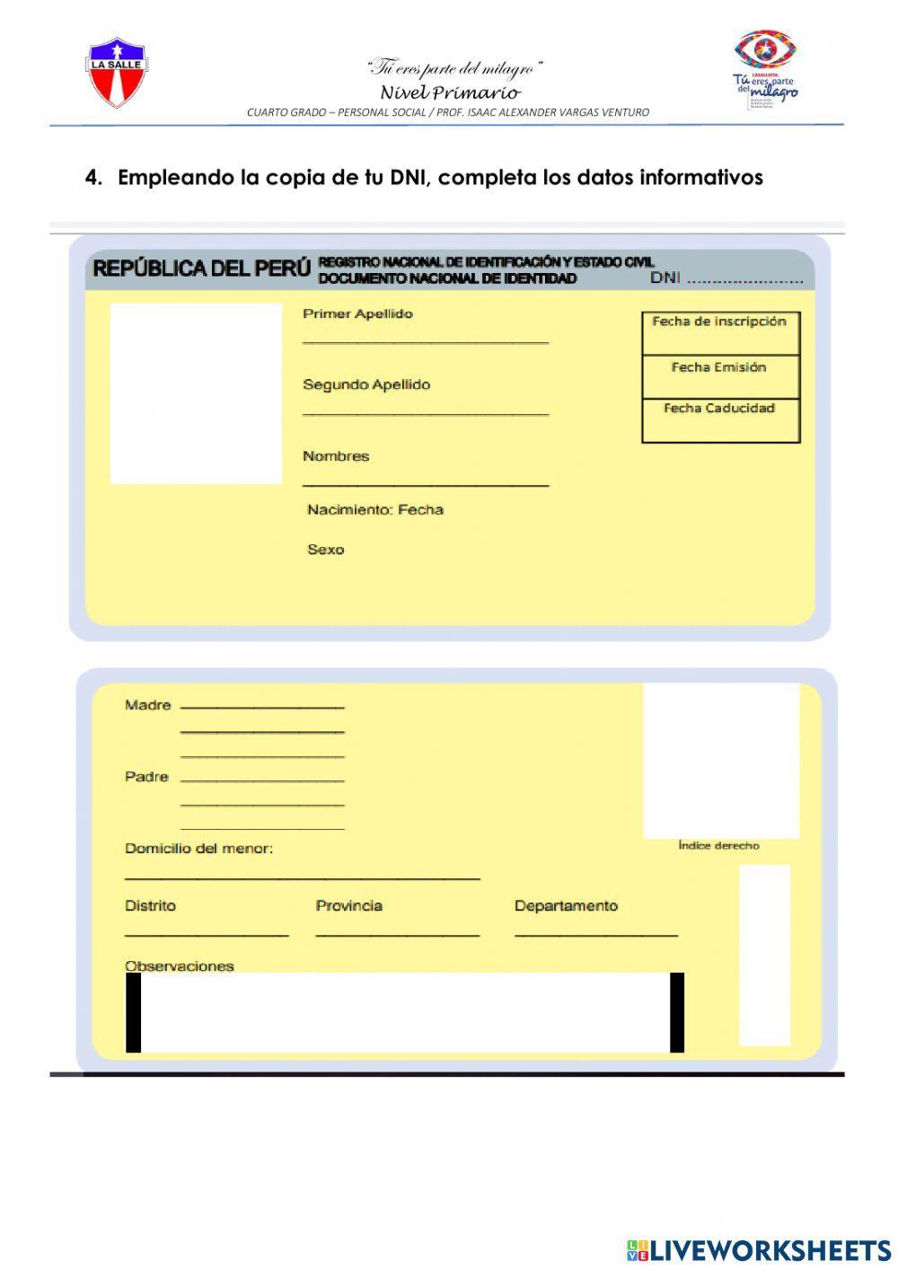 El dni | Free Interactive Worksheets | 823256
