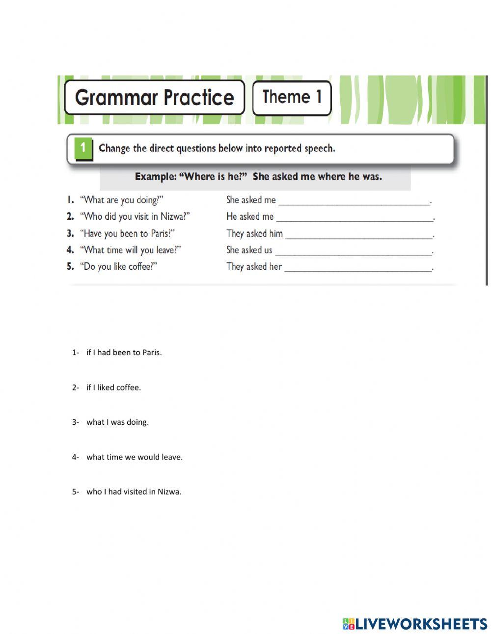 Grammar online exercise for 12 | Live Worksheets