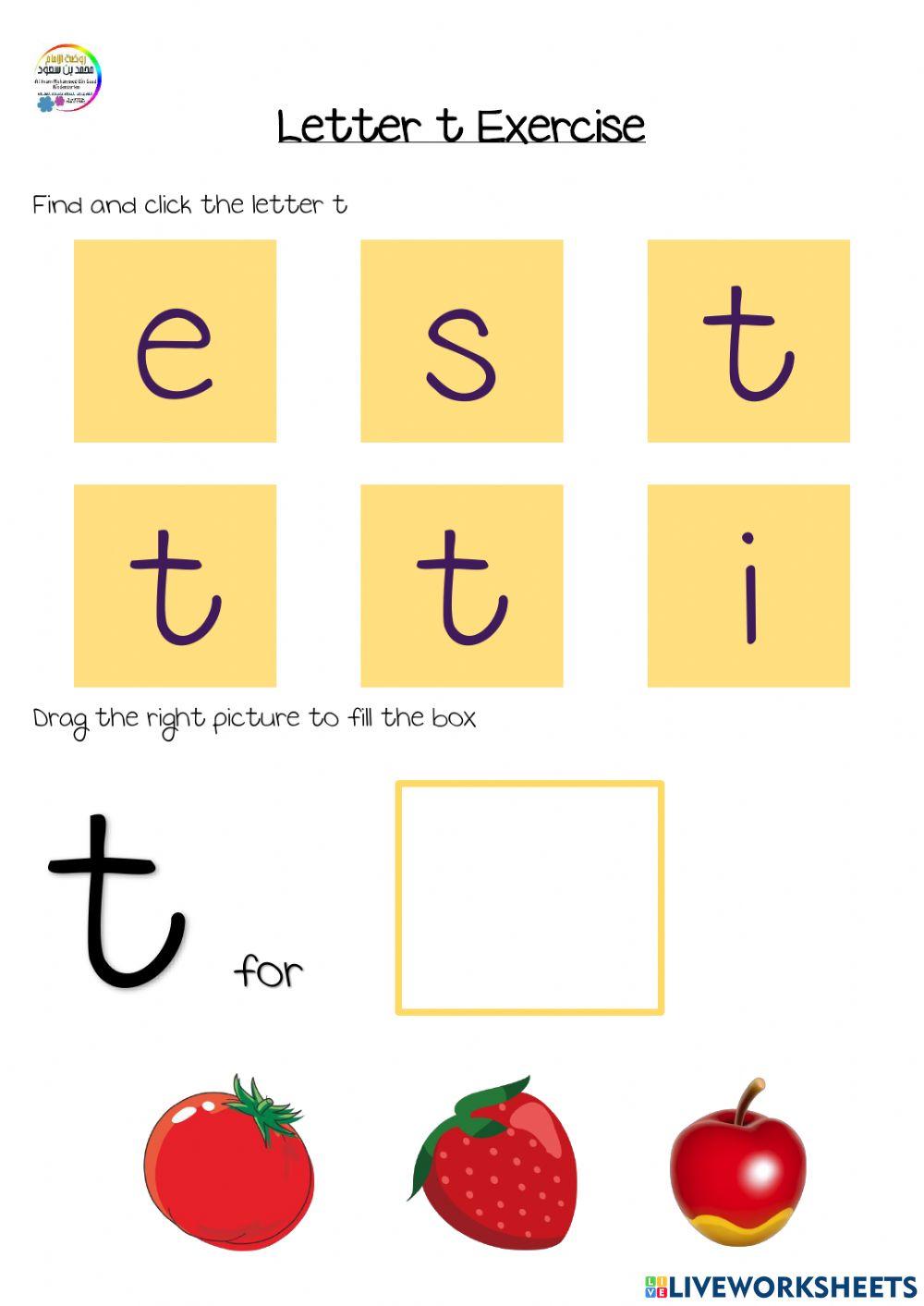 Letter t exercise worksheet | Live Worksheets