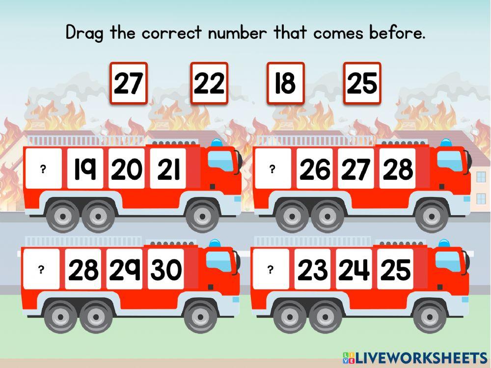 Number That Comes Before activity | Live Worksheets