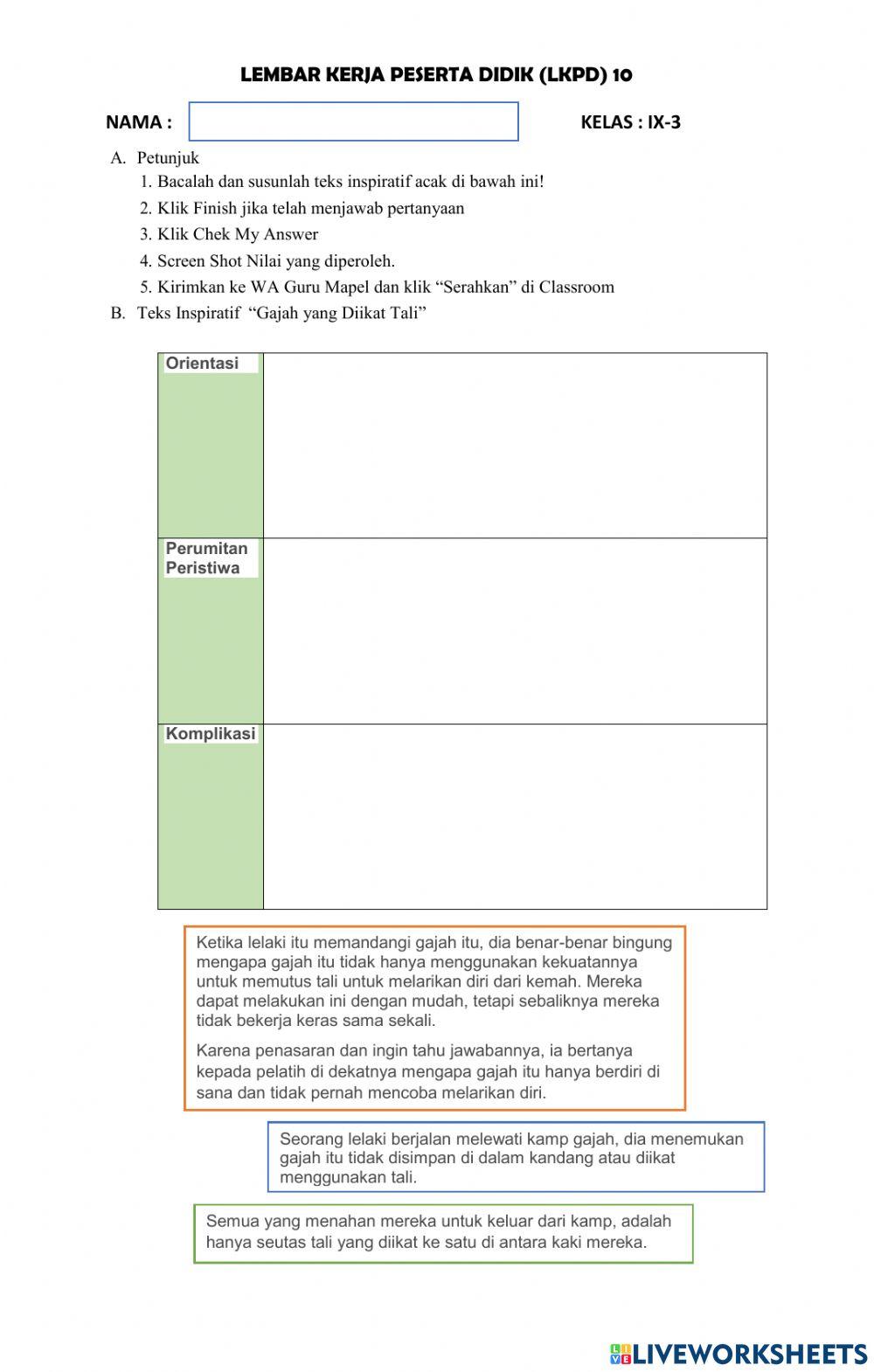 Teks Inspiratif | Free Interactive Worksheets | 824035