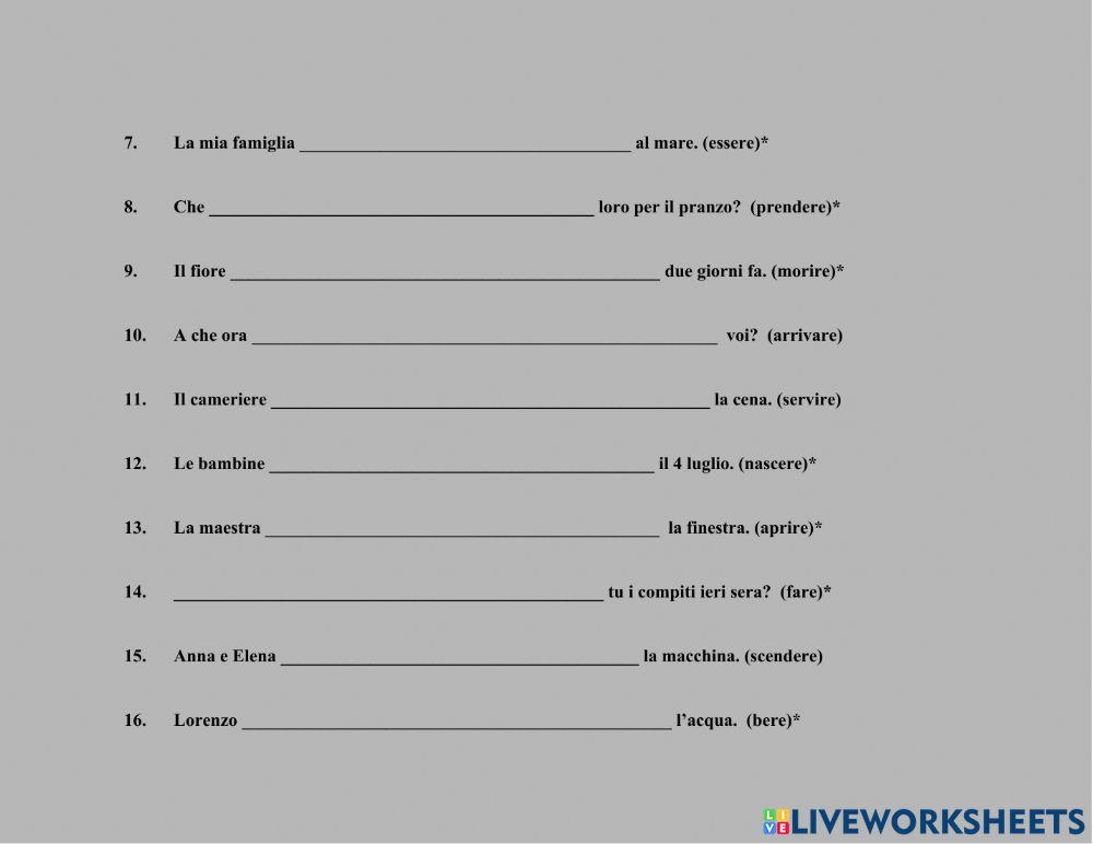 824042 | Passato prossimo with avere and essere