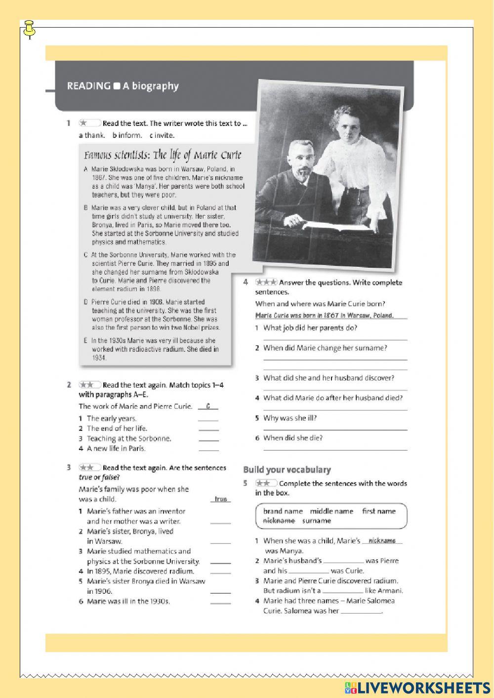 English Plus 1 Unit 6 Reading worksheet | Live Worksheets