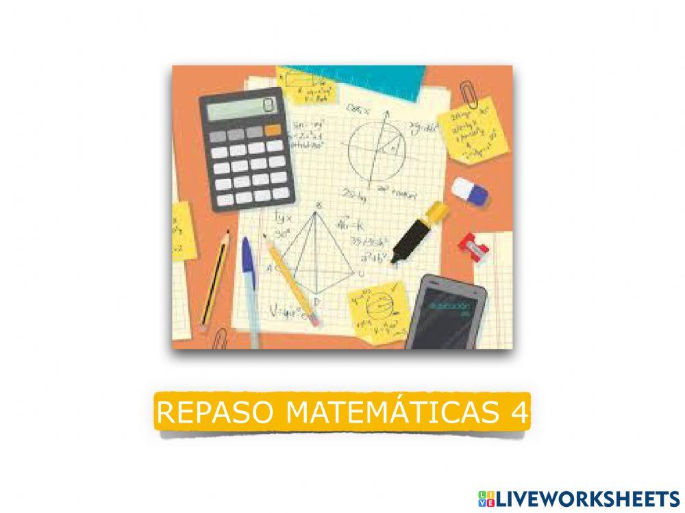 Repaso Matemáticas 4 worksheet | Live Worksheets