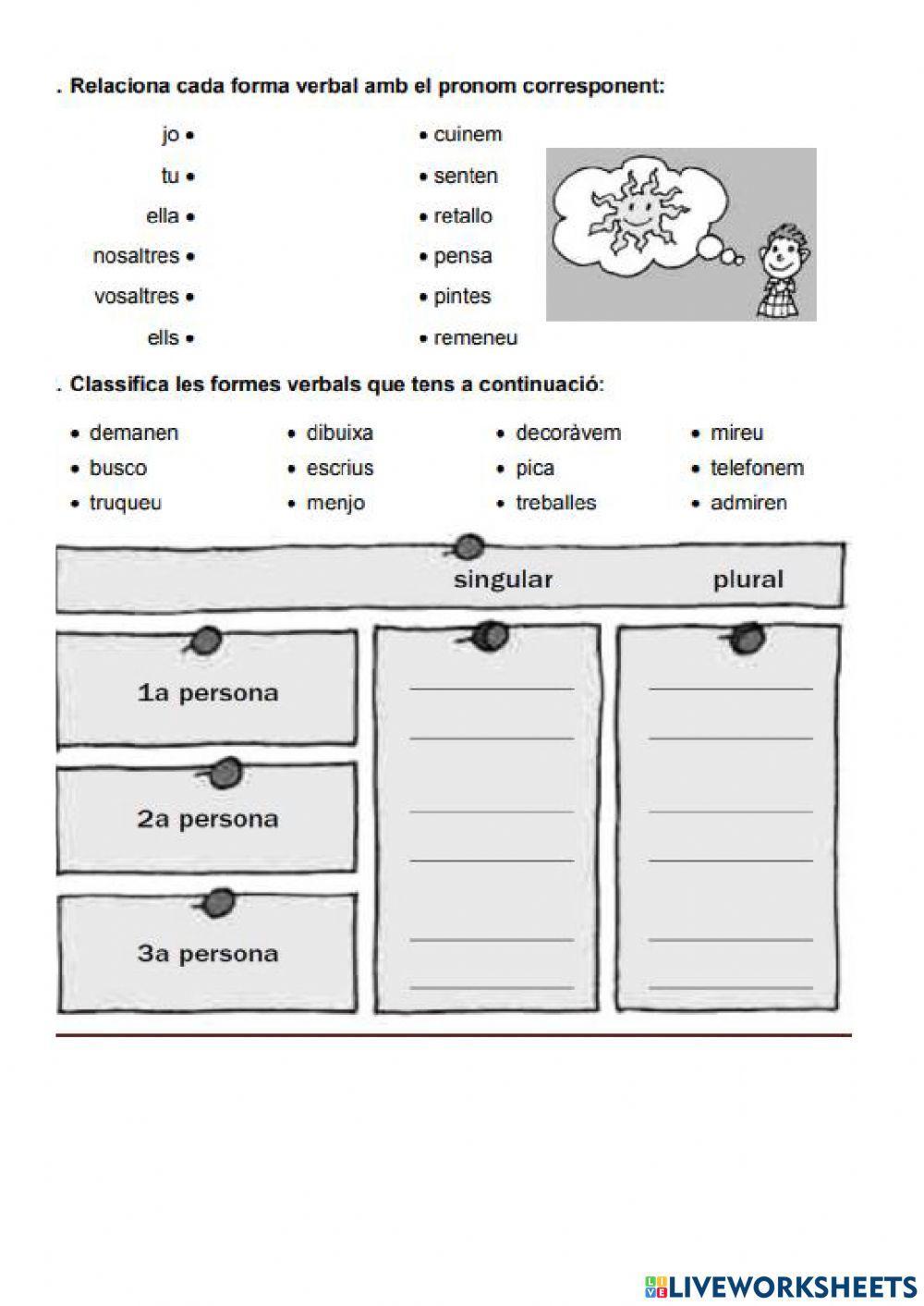 Els verbs online worksheet for 4 | Live Worksheets
