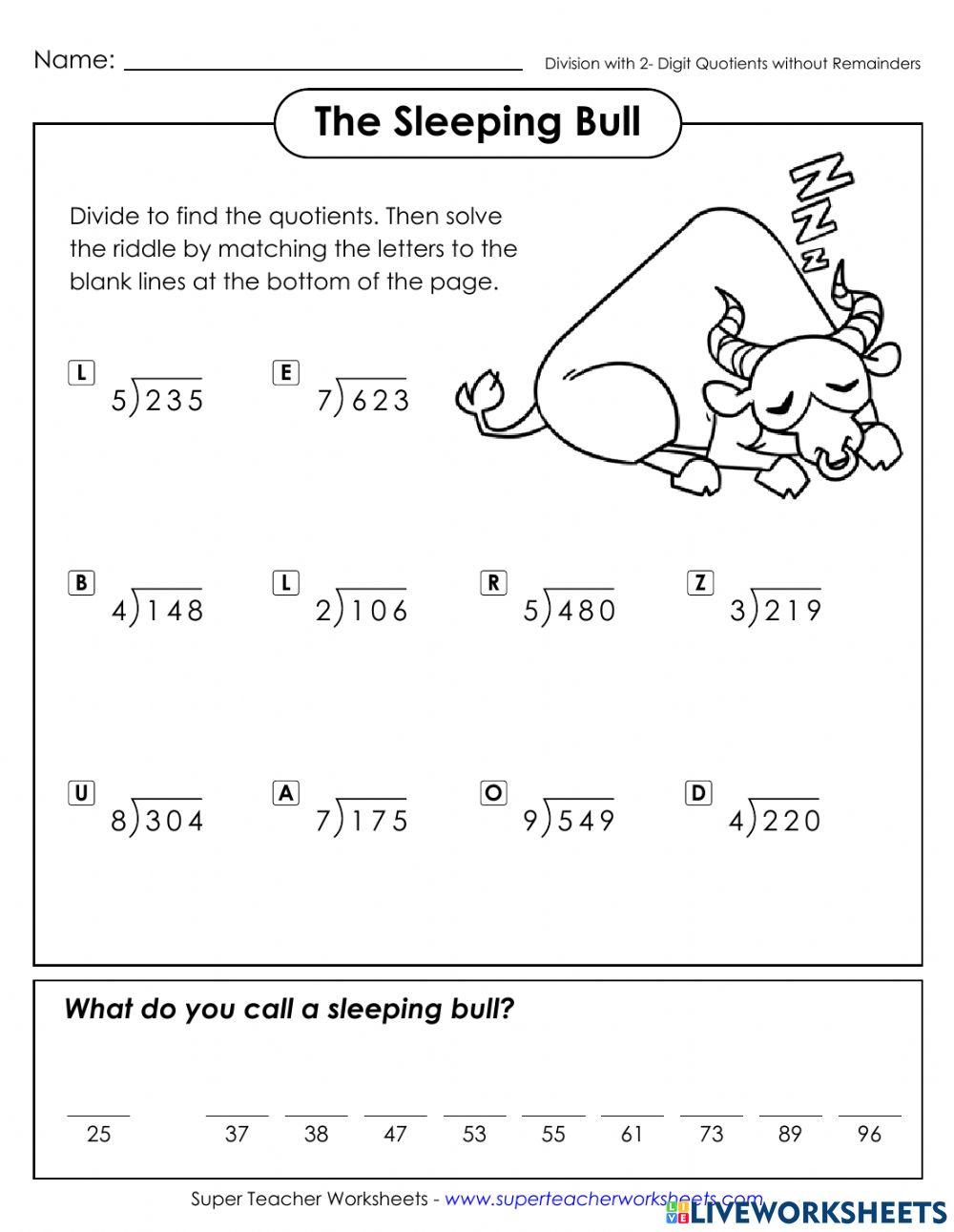 Long division (No Remainders) online exercise for | Live Worksheets