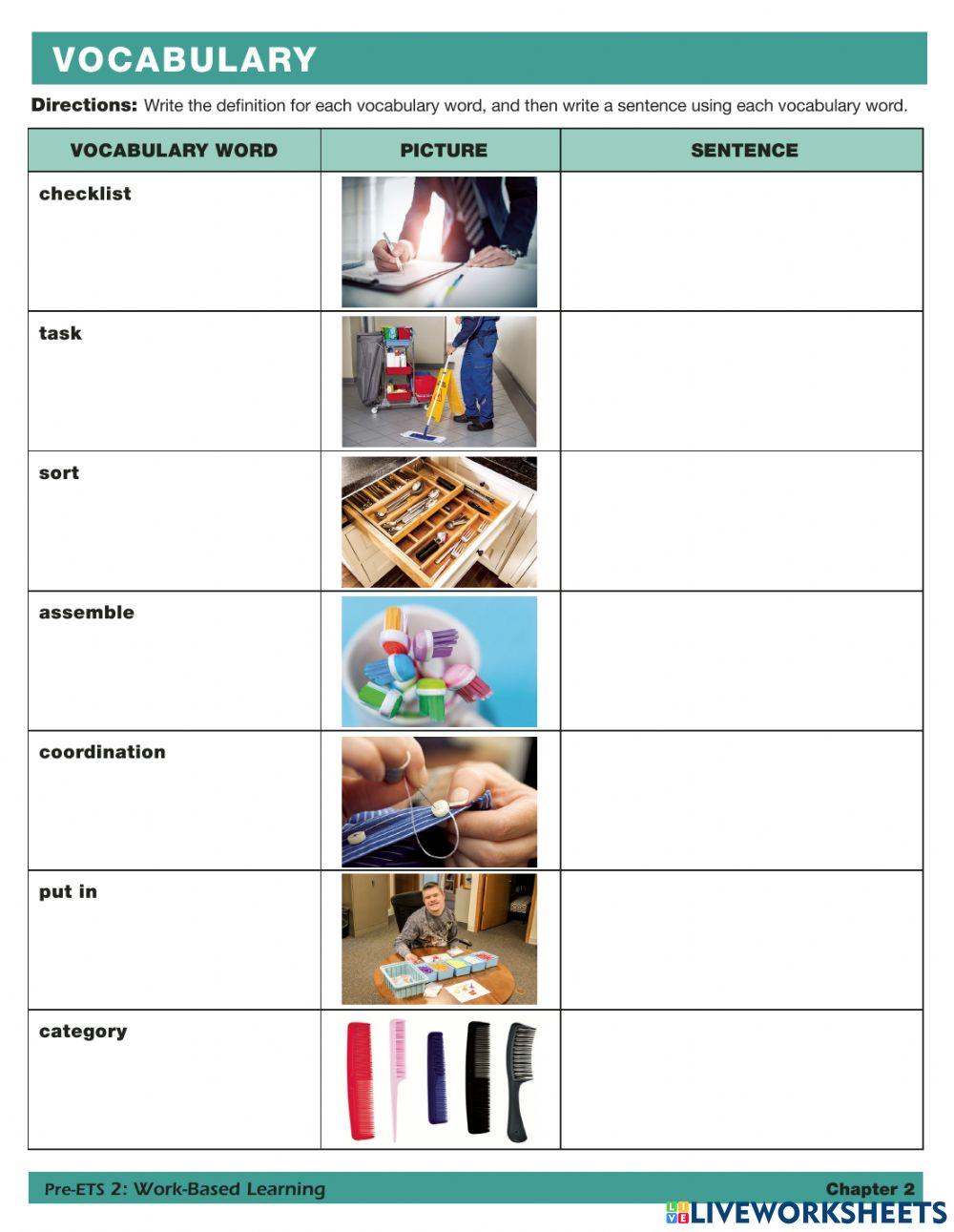 Vocabulary- Pre ETS worksheet | Live Worksheets